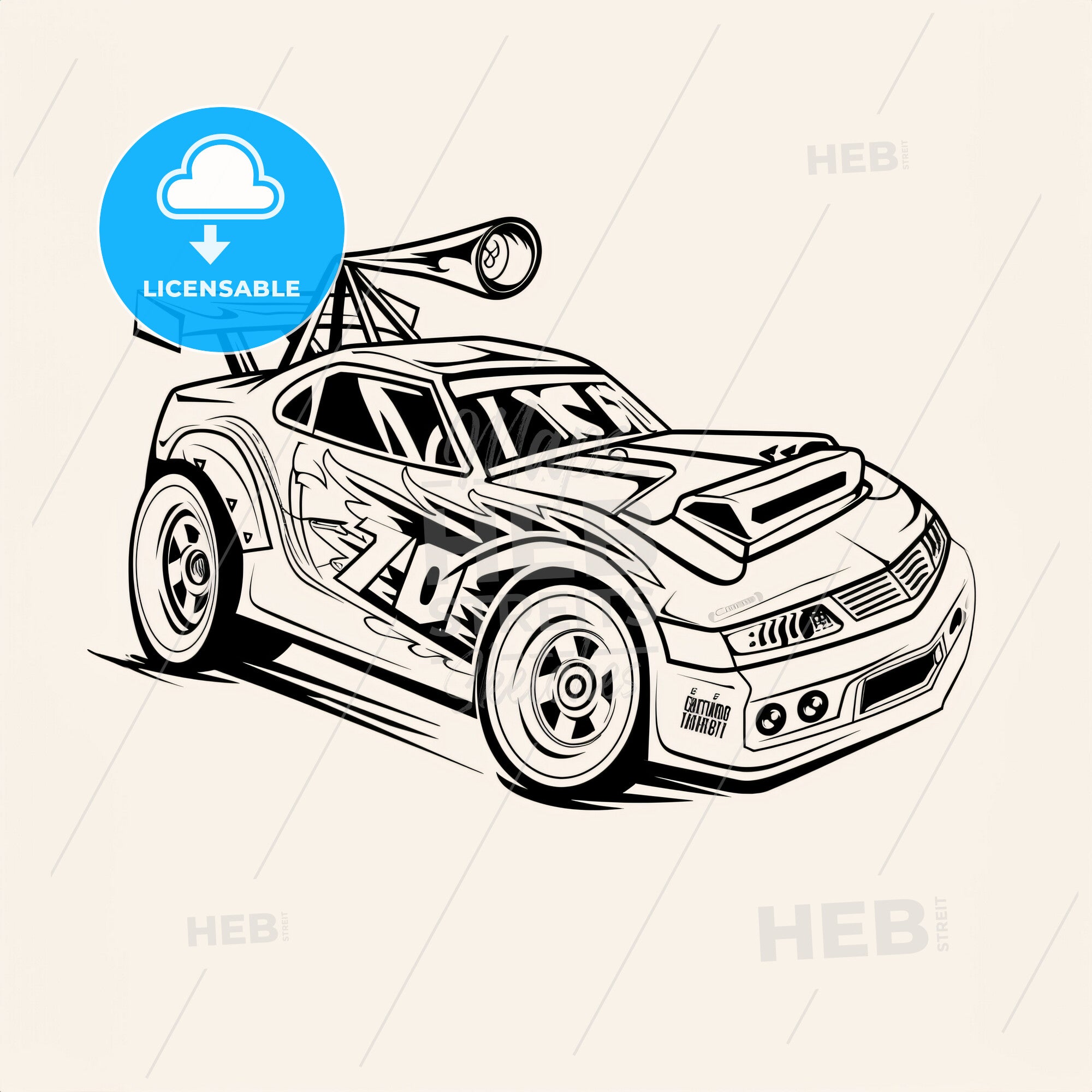 Autocross Car - A Black And White Drawing Of A Race Car – HEBSTREITS