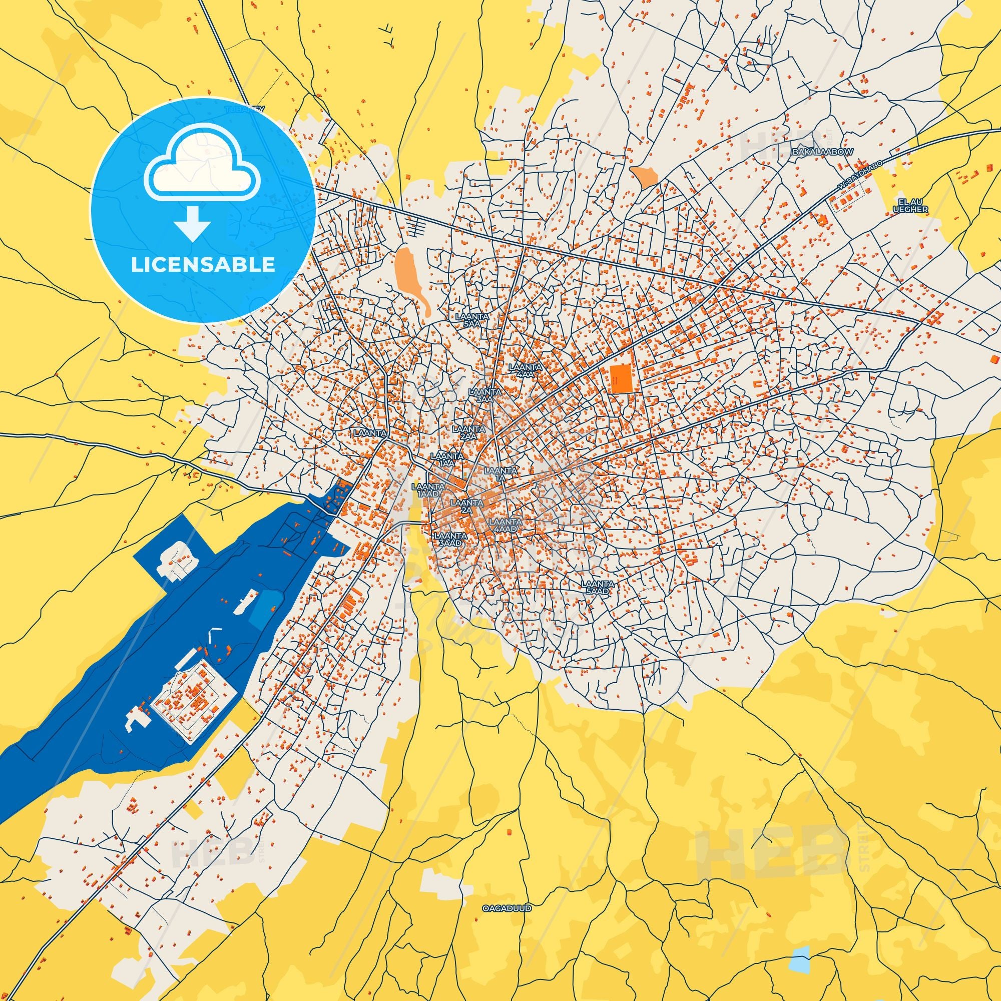 Colorful Baidoa Street Map - Digital Download – HEBSTREITS