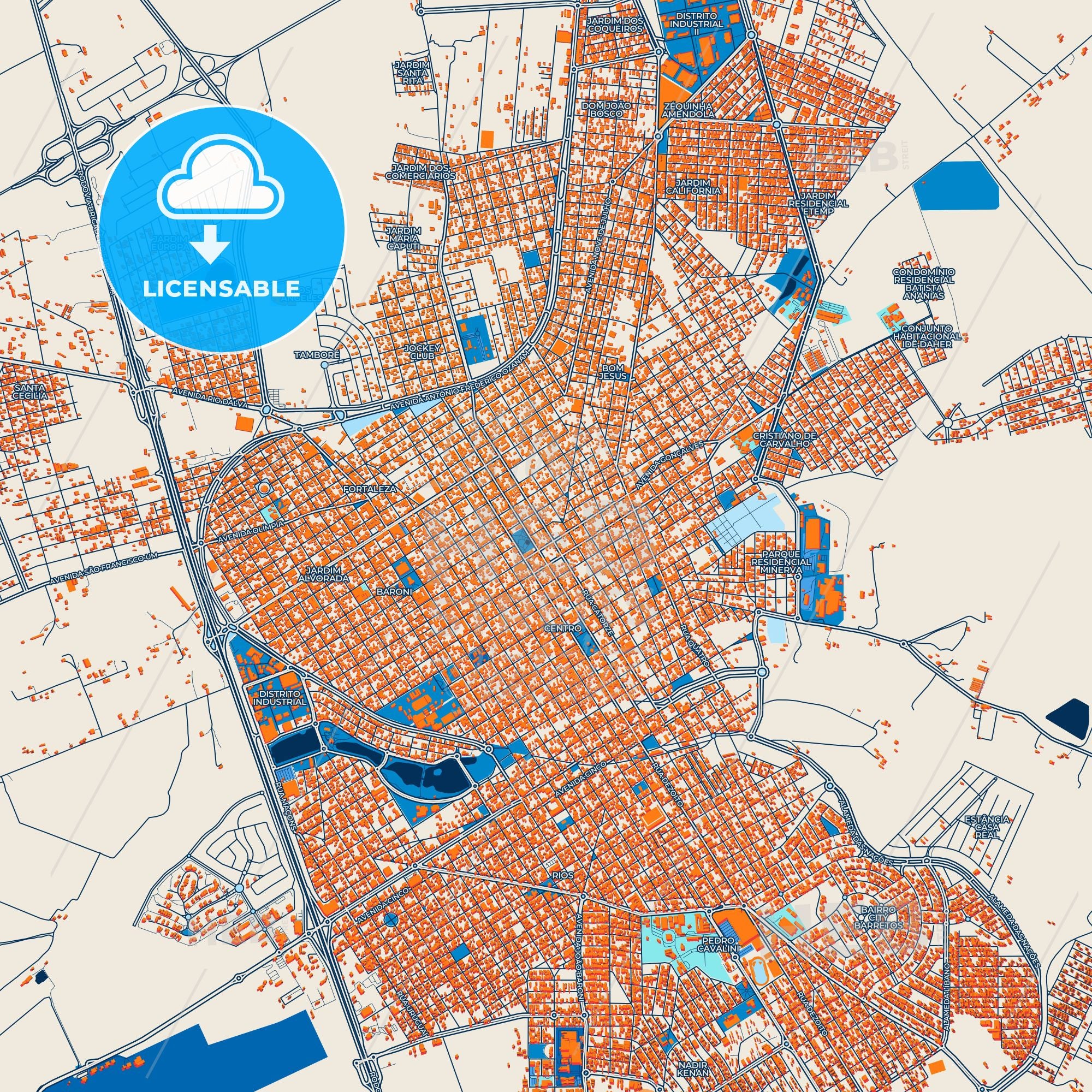 Colorful Barretos Street Map - Digital Download – HEBSTREITS