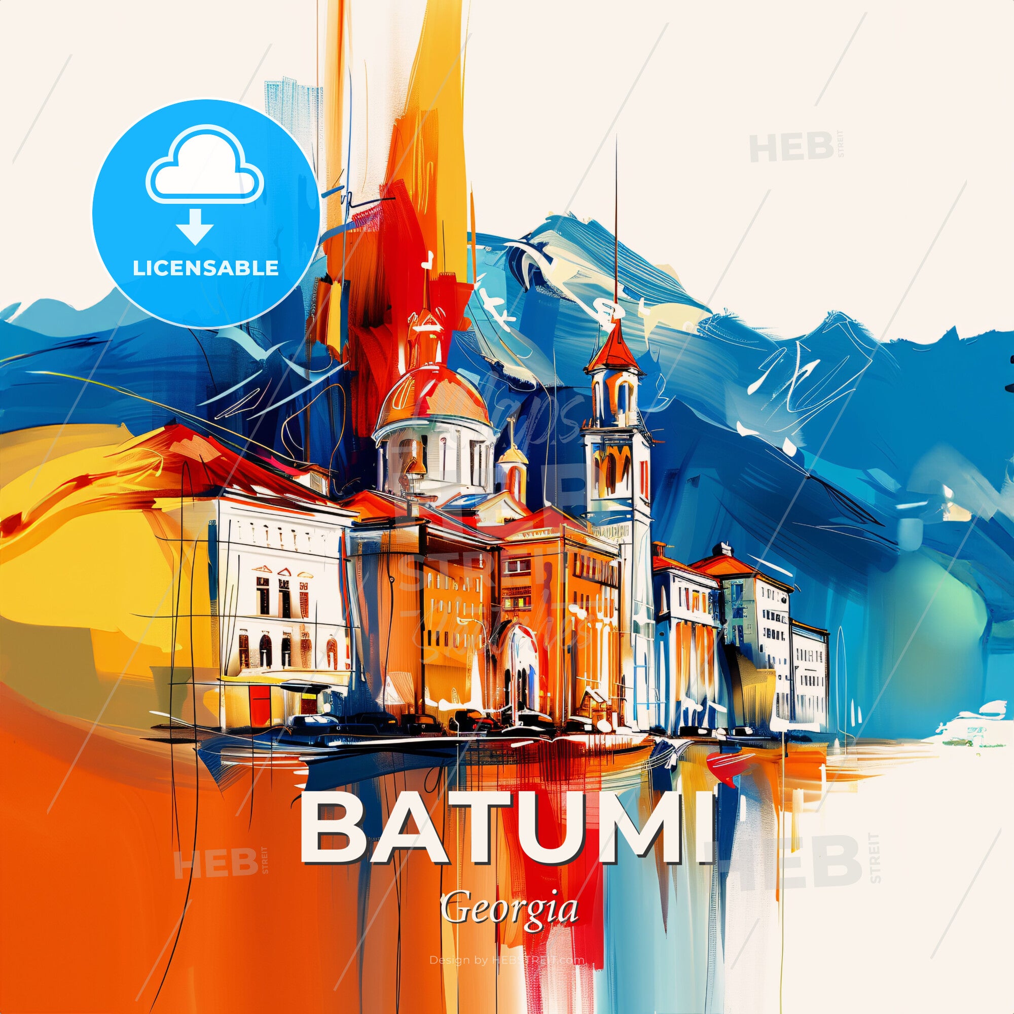 Vibrant Batumi, Georgia, print template – HEBSTREITS