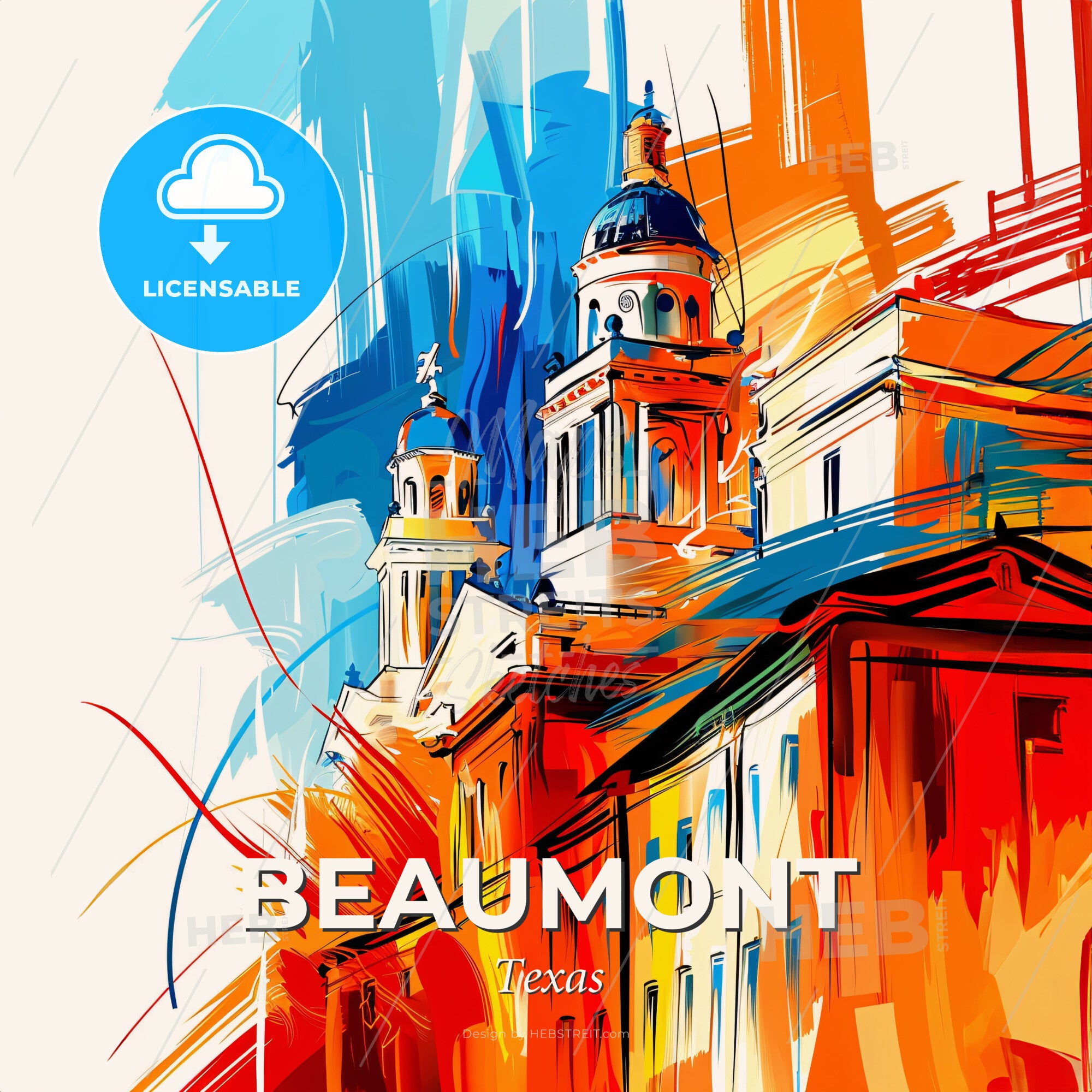 Vibrant Beaumont, Texas - A Painting Of A Building With A Colorful ...