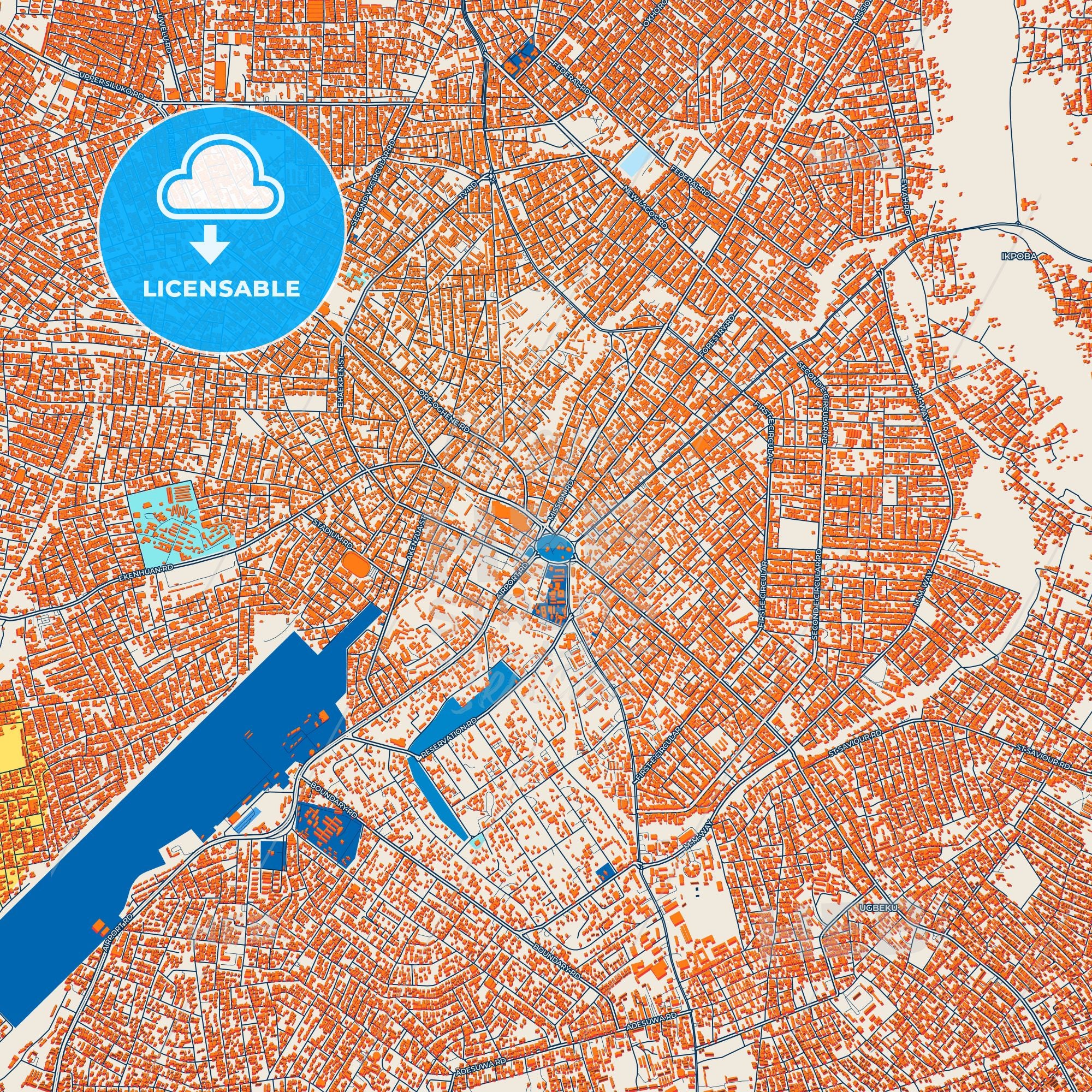 Colorful Benin City Street Map - Digital Download – HEBSTREITS