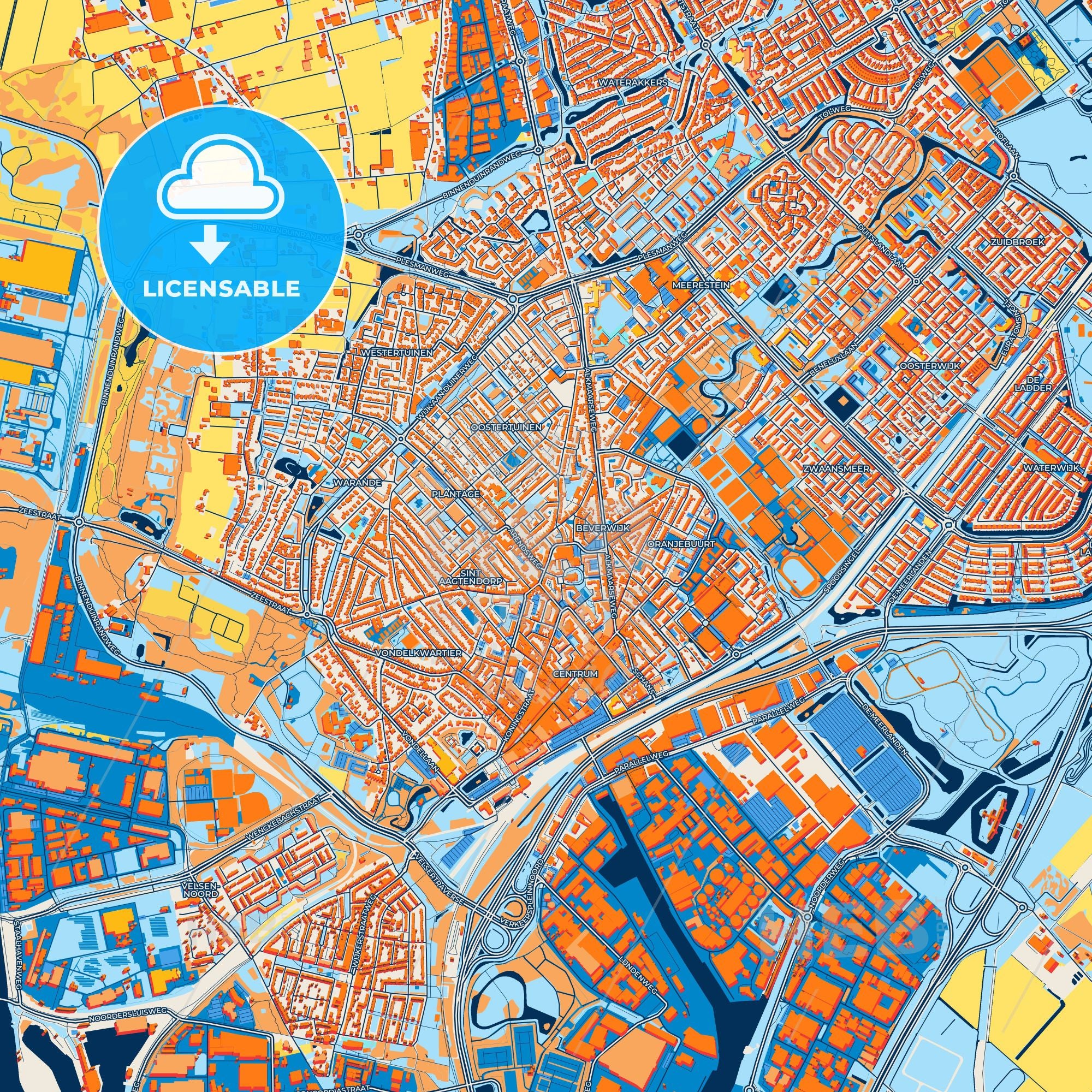 Colorful Beverwijk Street Map - Digital Download – HEBSTREITS