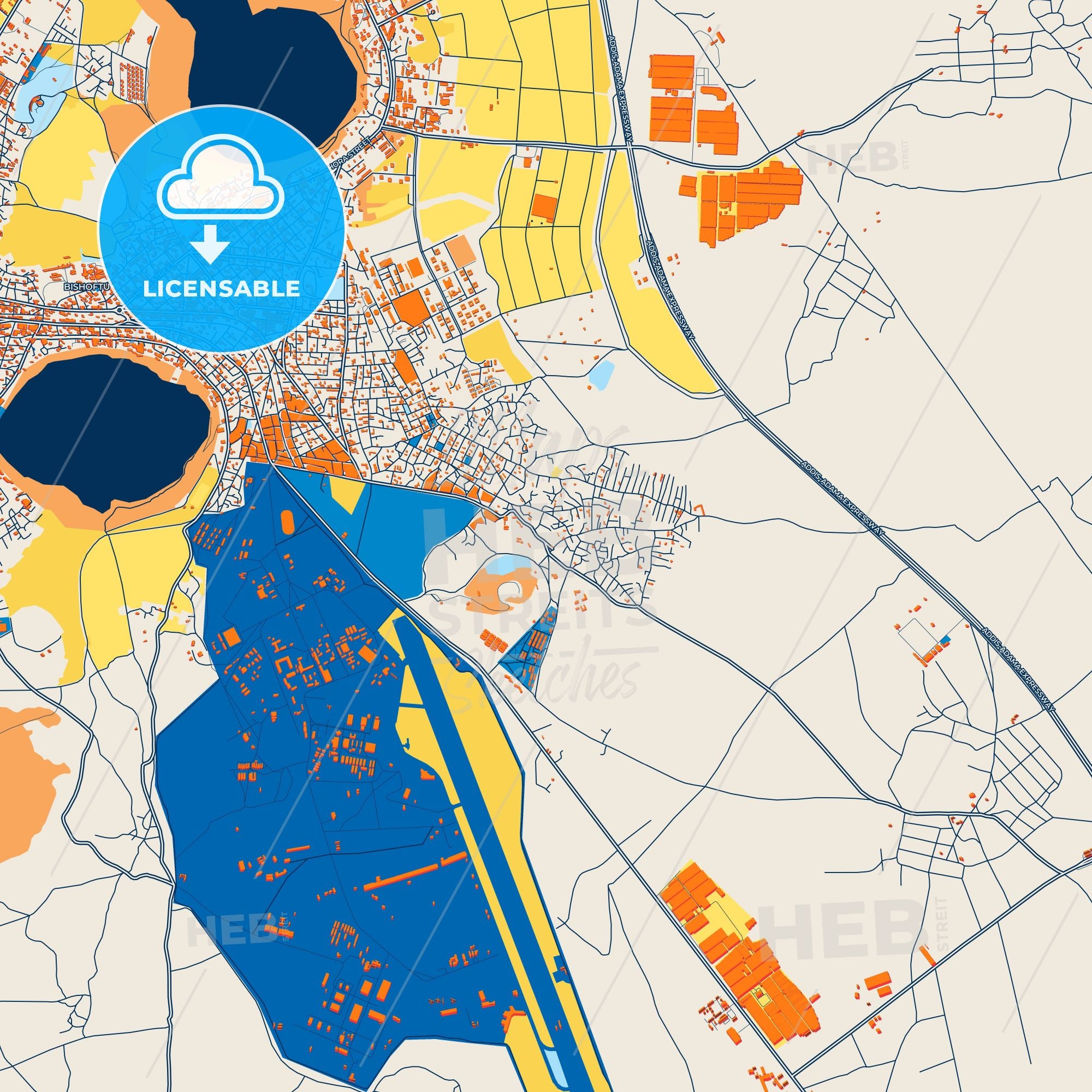 Colorful Bishoftu Street Map - Digital Download – HEBSTREITS