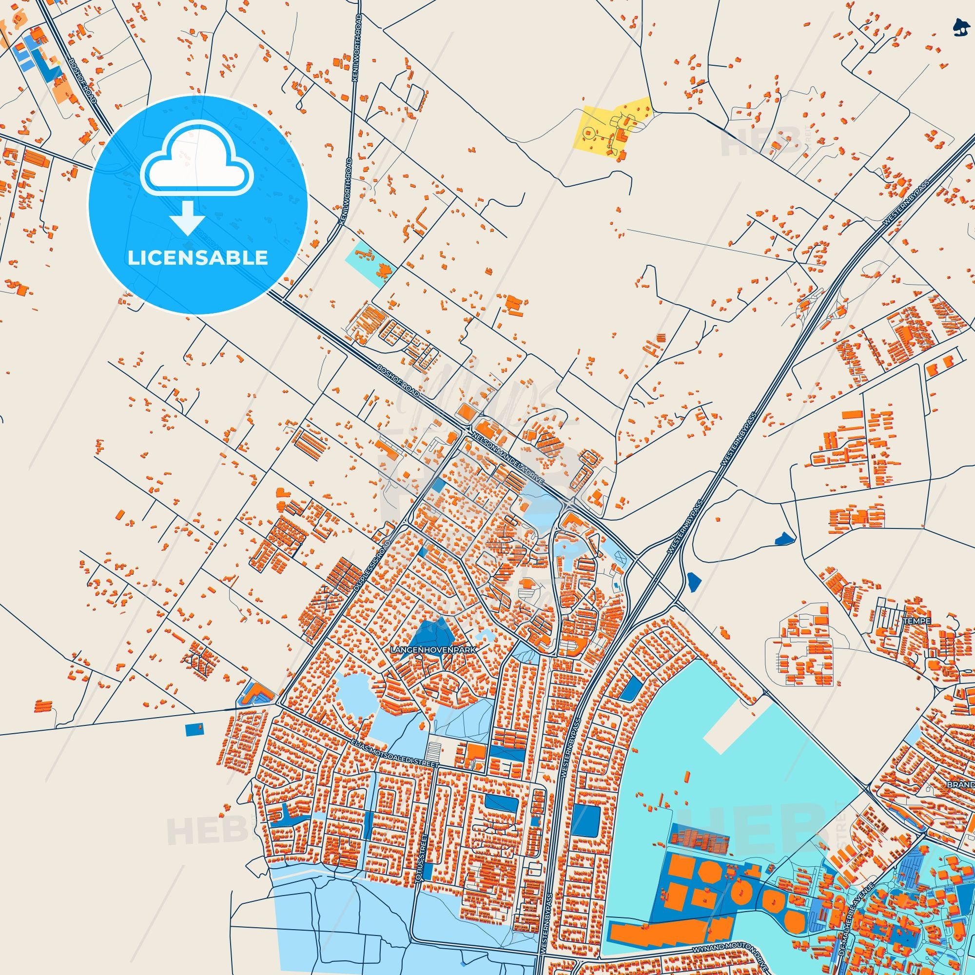 Colorful Bloemfontein Street Map - Digital Download – HEBSTREITS