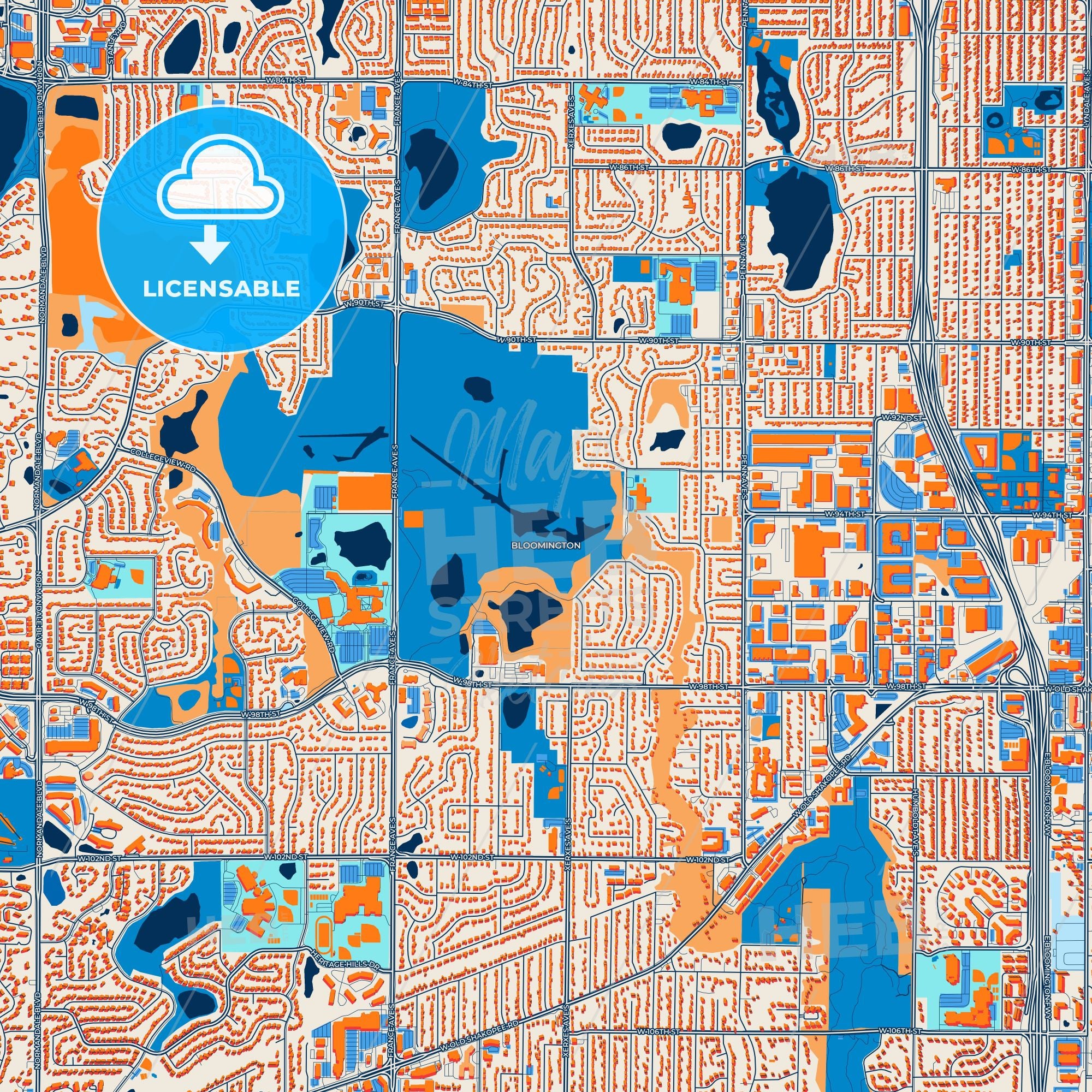 Colorful Bloomington Street Map - Digital Download – HEBSTREITS