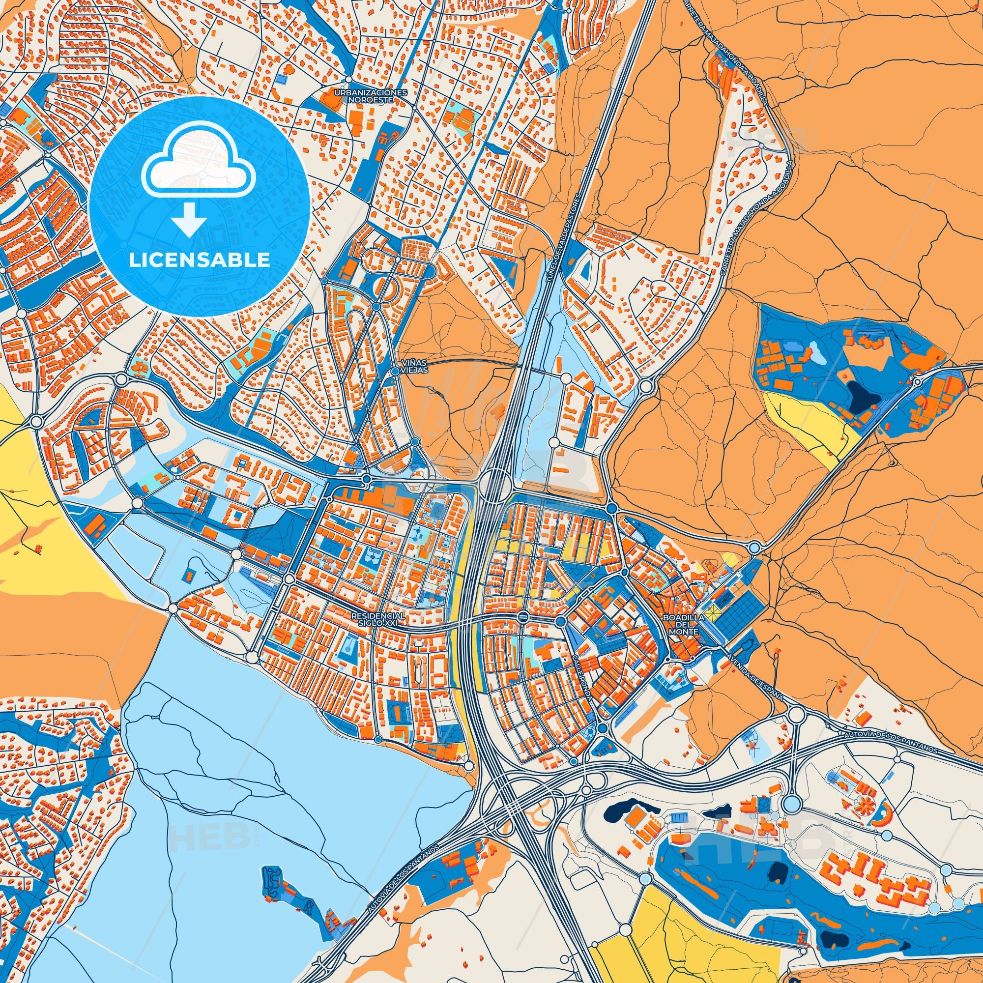 Colorful Boadilla del Monte Street Map - Digital Download – HEBSTREITS