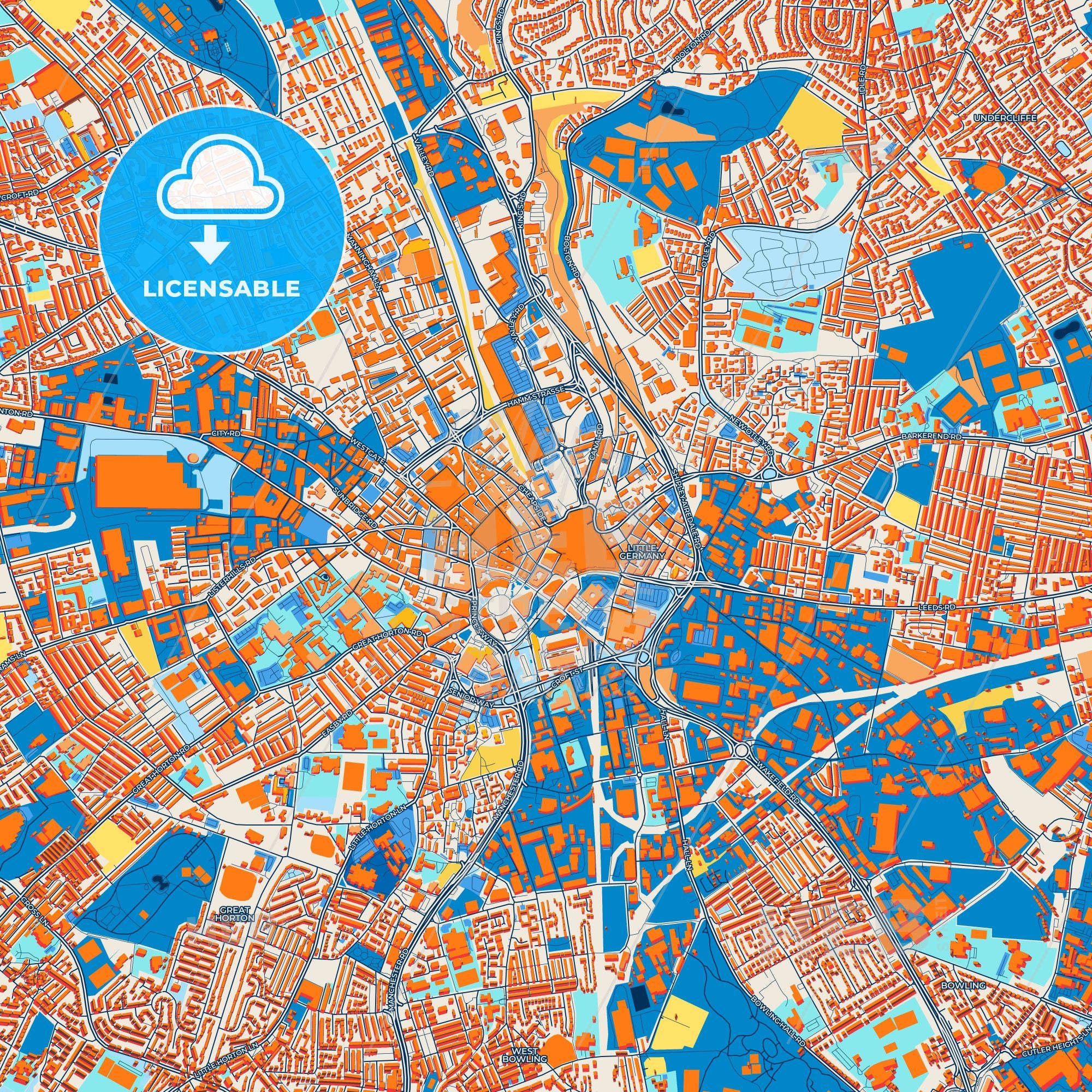 Colorful Bradford Street Map - Digital Download – HEBSTREITS
