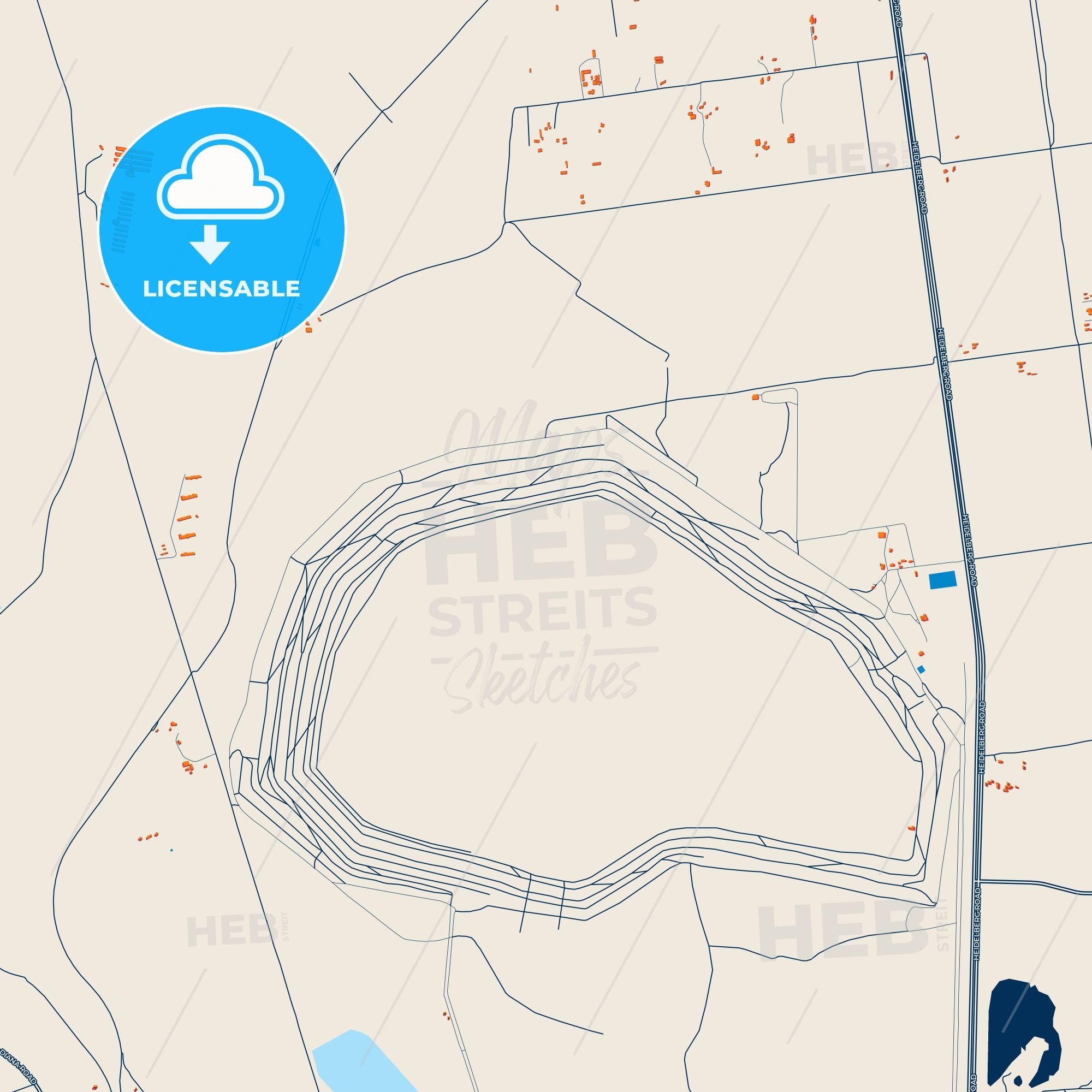 Colorful Brakpan Street Map With Labels And Buildings – HEBSTREITS