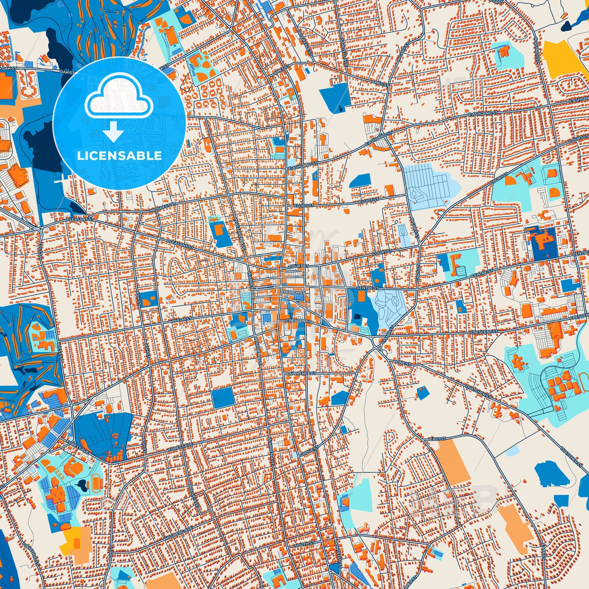 Colorful Brockton Street Map - Digital Download – HEBSTREITS