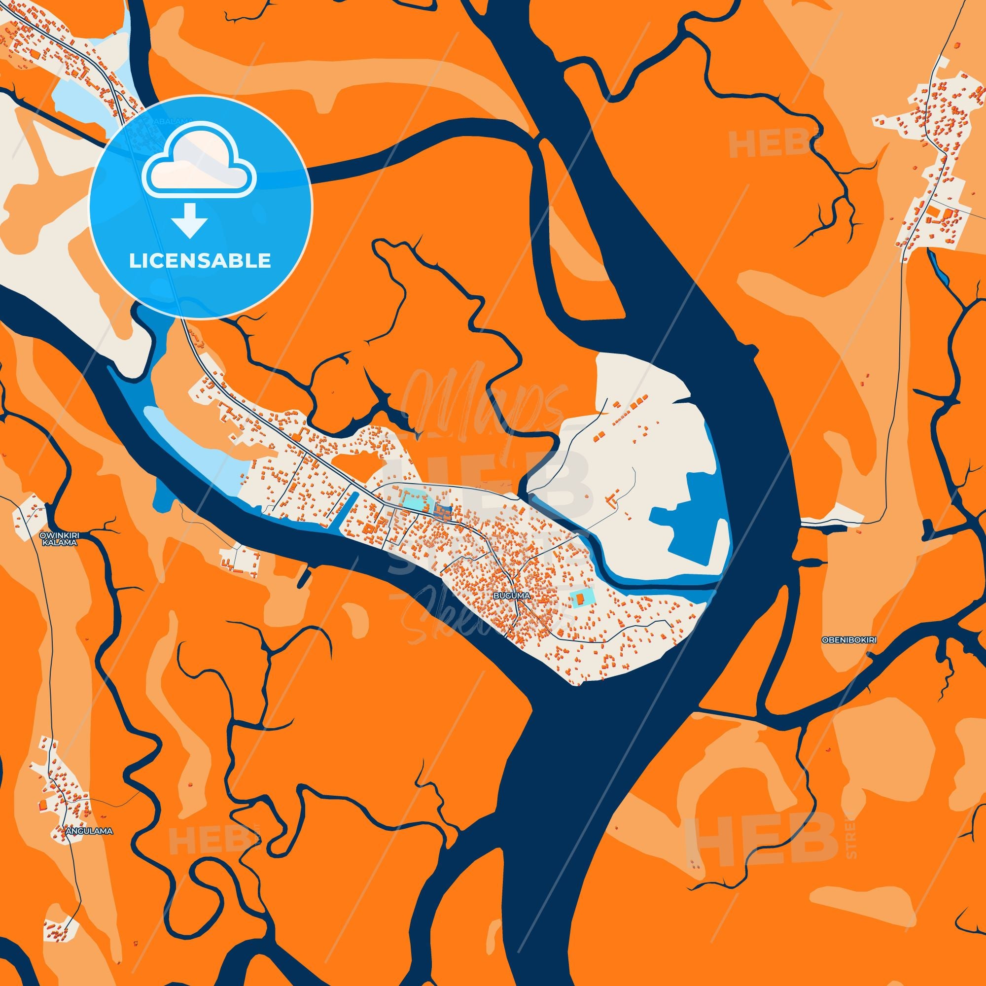 Colorful Buguma Street Map - Digital Download – HEBSTREITS