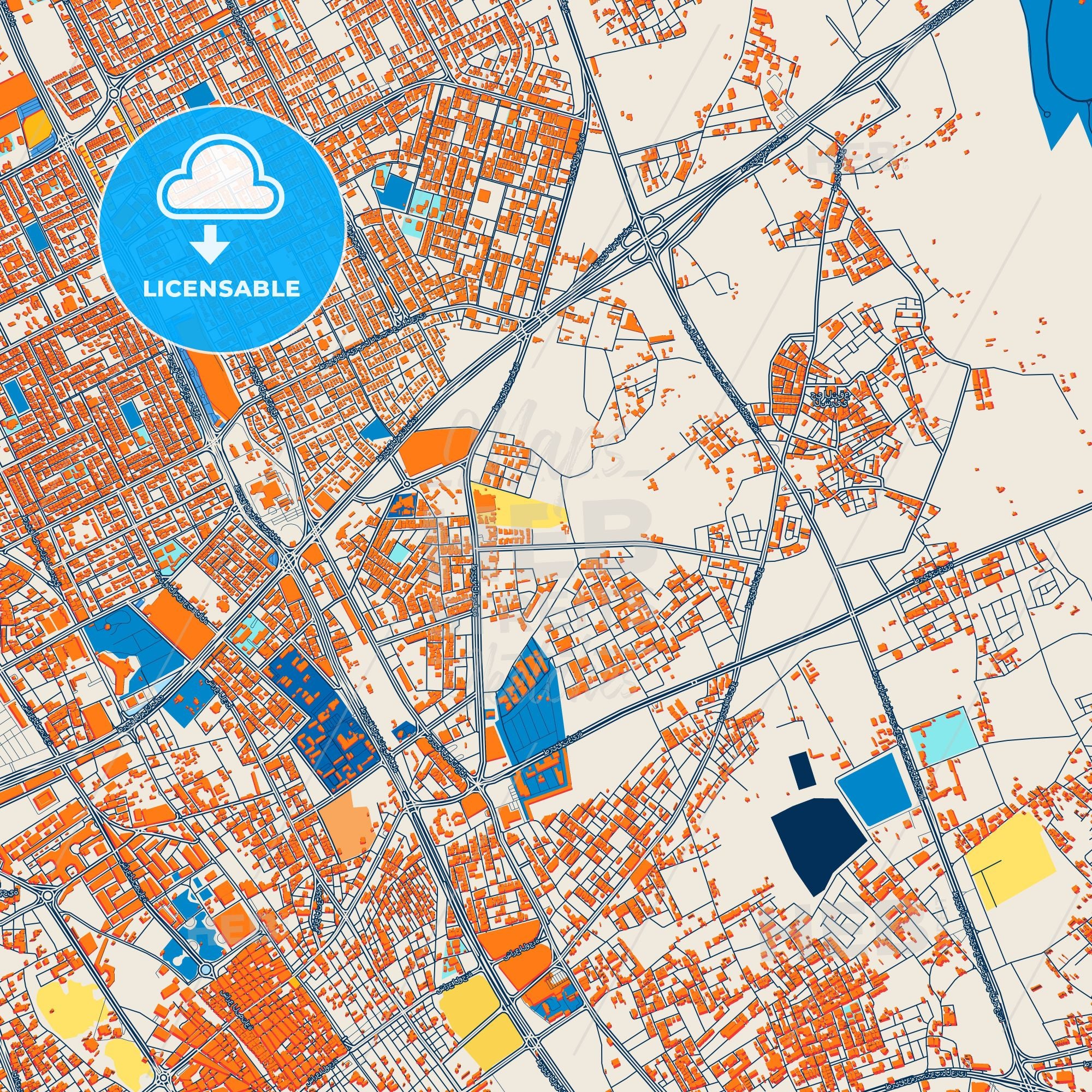 Colorful Buraydah Street Map - Digital Download – HEBSTREITS