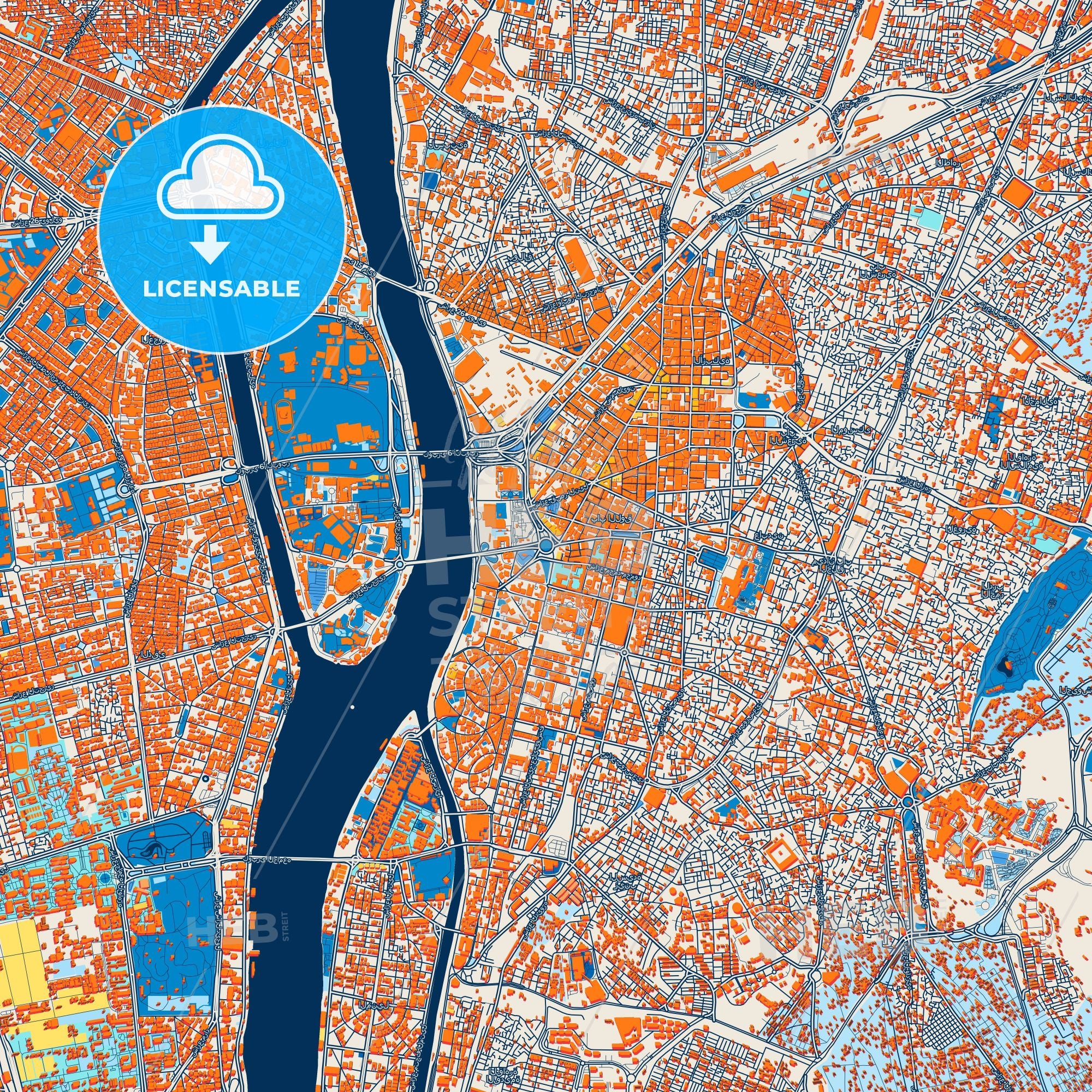 Colorful Cairo Street Map - Digital Download – HEBSTREITS