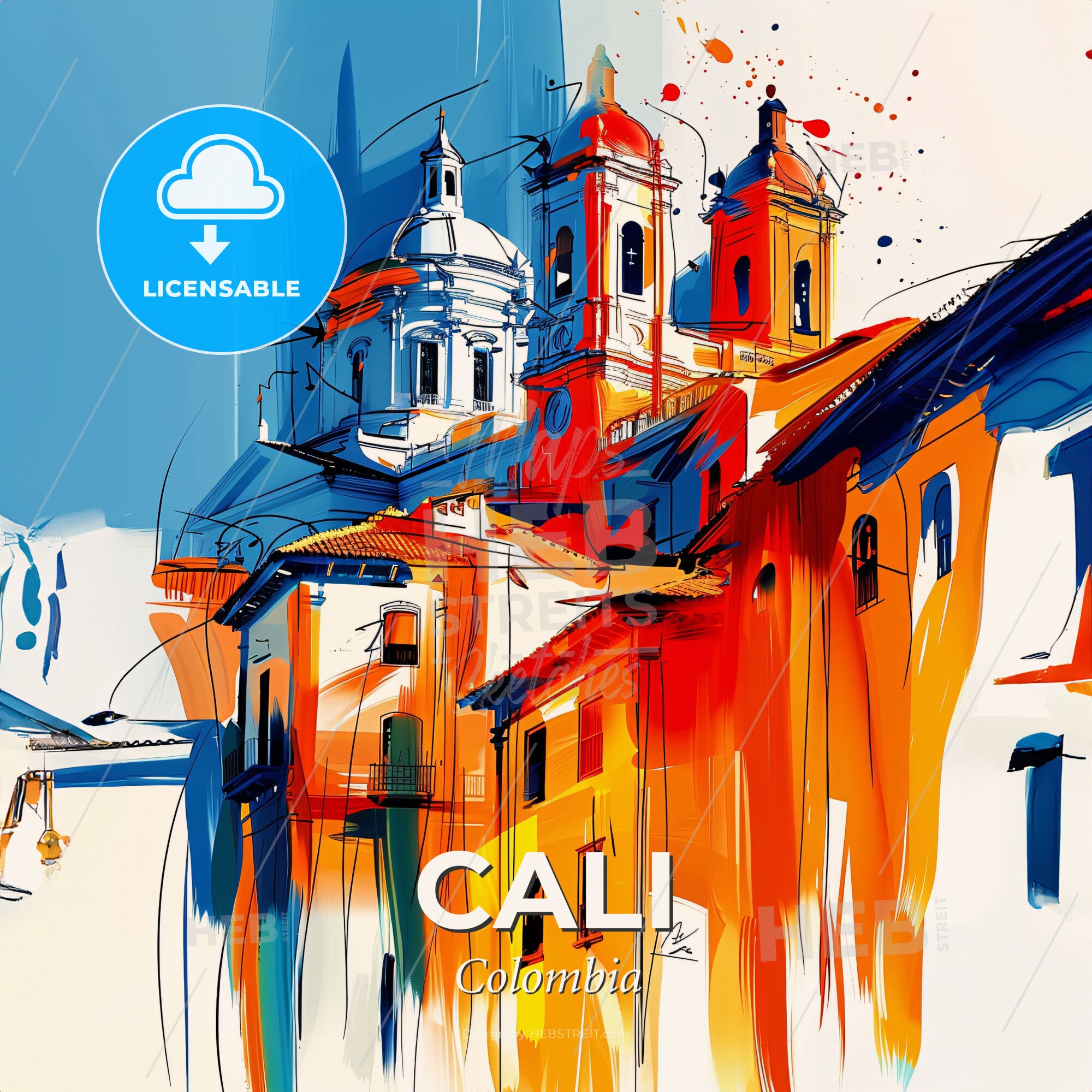 Vibrant Cali, Colombia - A Painting Of A Building With A Colorful ...