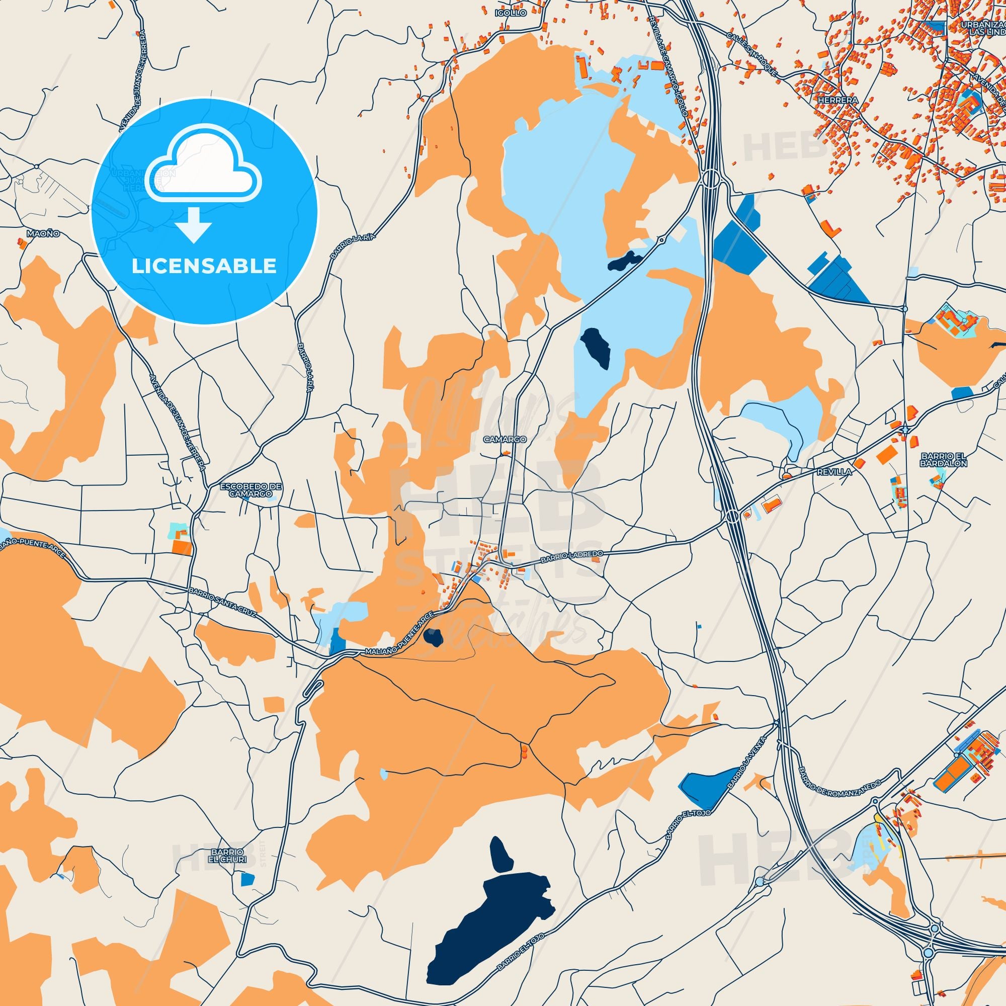 Colorful Camargo Street Map - Digital Download – HEBSTREITS