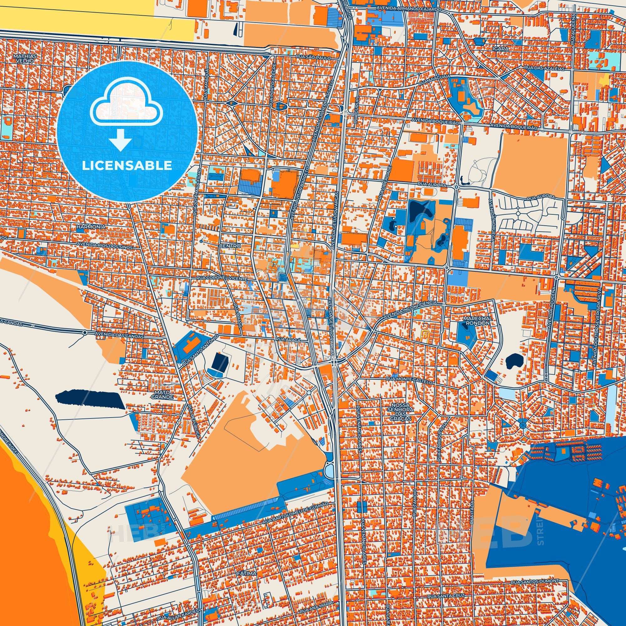 Colorful Canoas Street Map With Labels And Buildings – HEBSTREITS