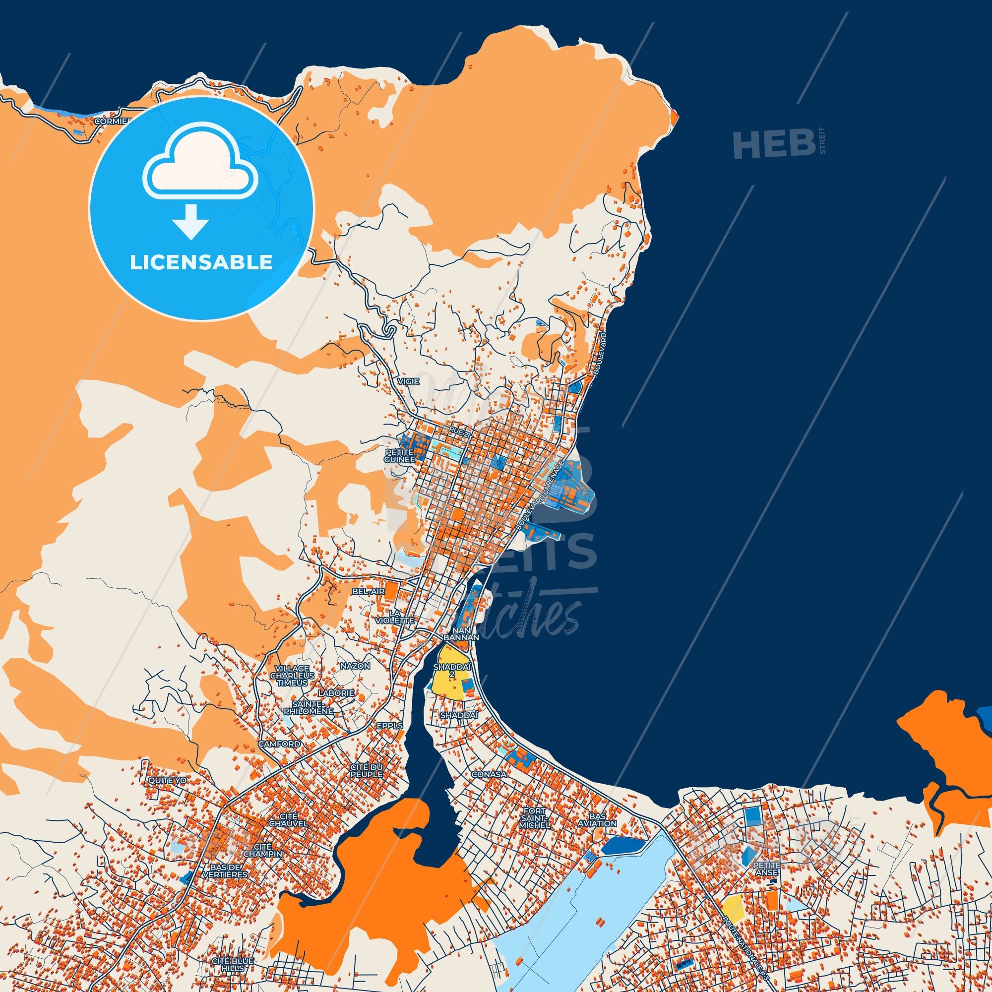 Colorful Cap-Haïtien Street Map - Digital Download – HEBSTREITS