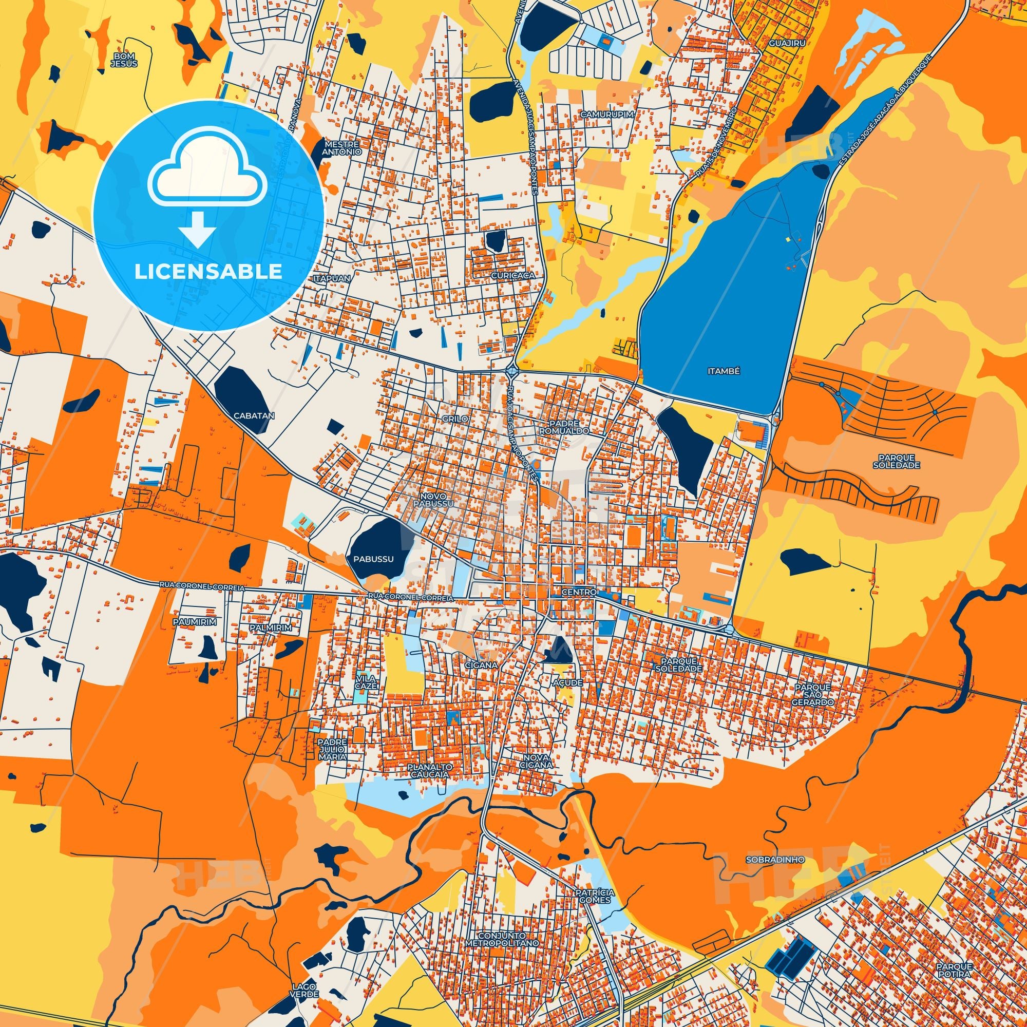 Colorful Caucaia Street Map - Digital Download – HEBSTREITS
