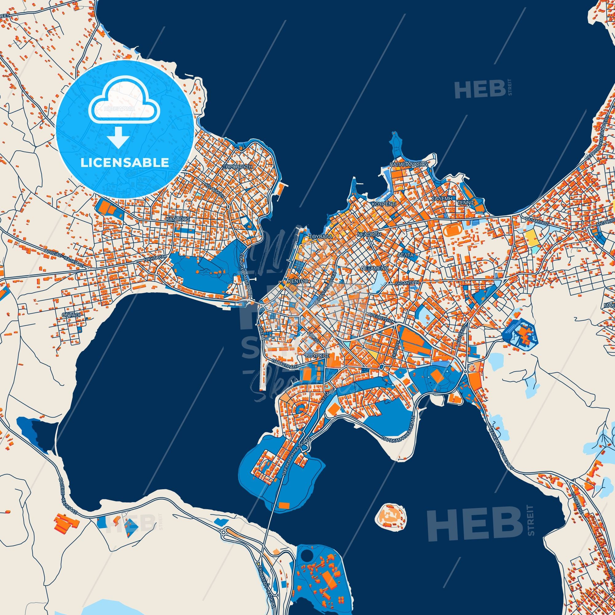 Colorful Chalcis Street Map - Digital Download – HEBSTREITS