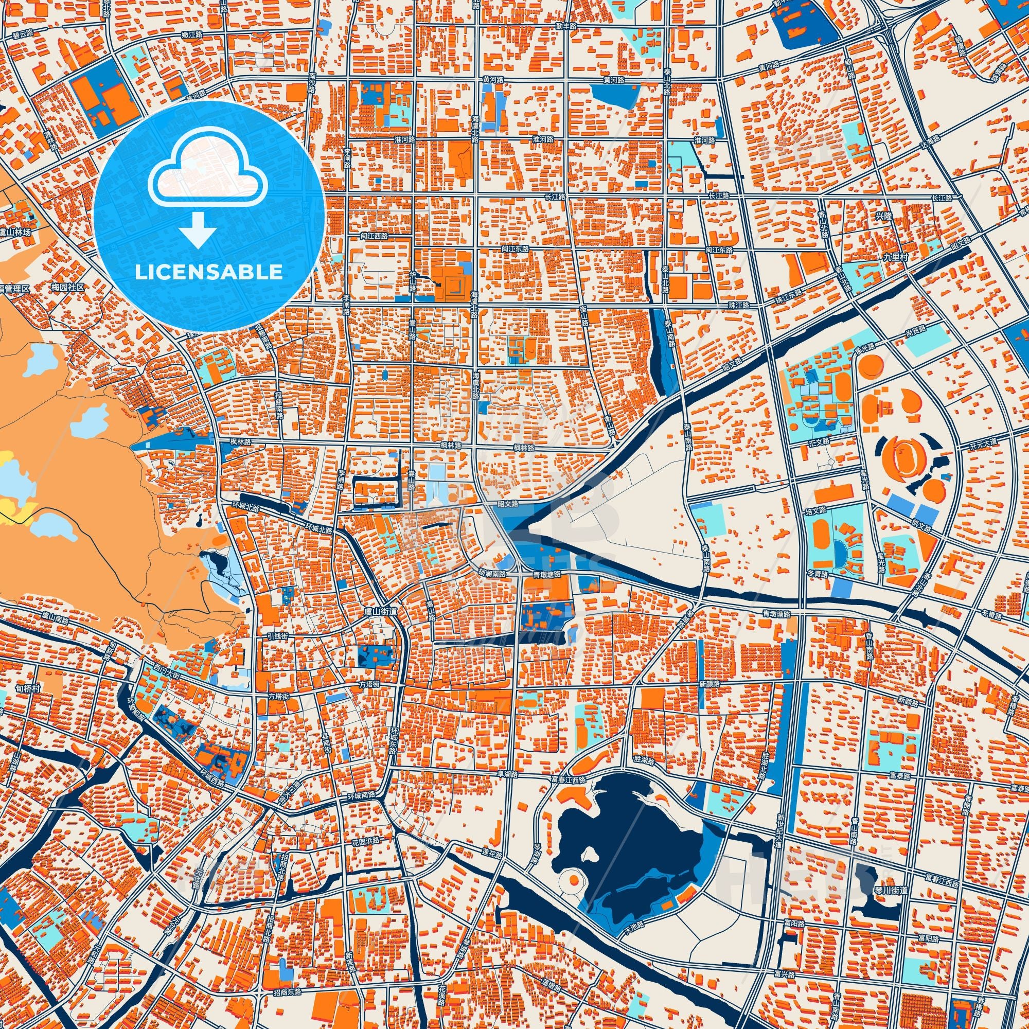 Colorful Changshu Street Map - Digital Download – HEBSTREITS