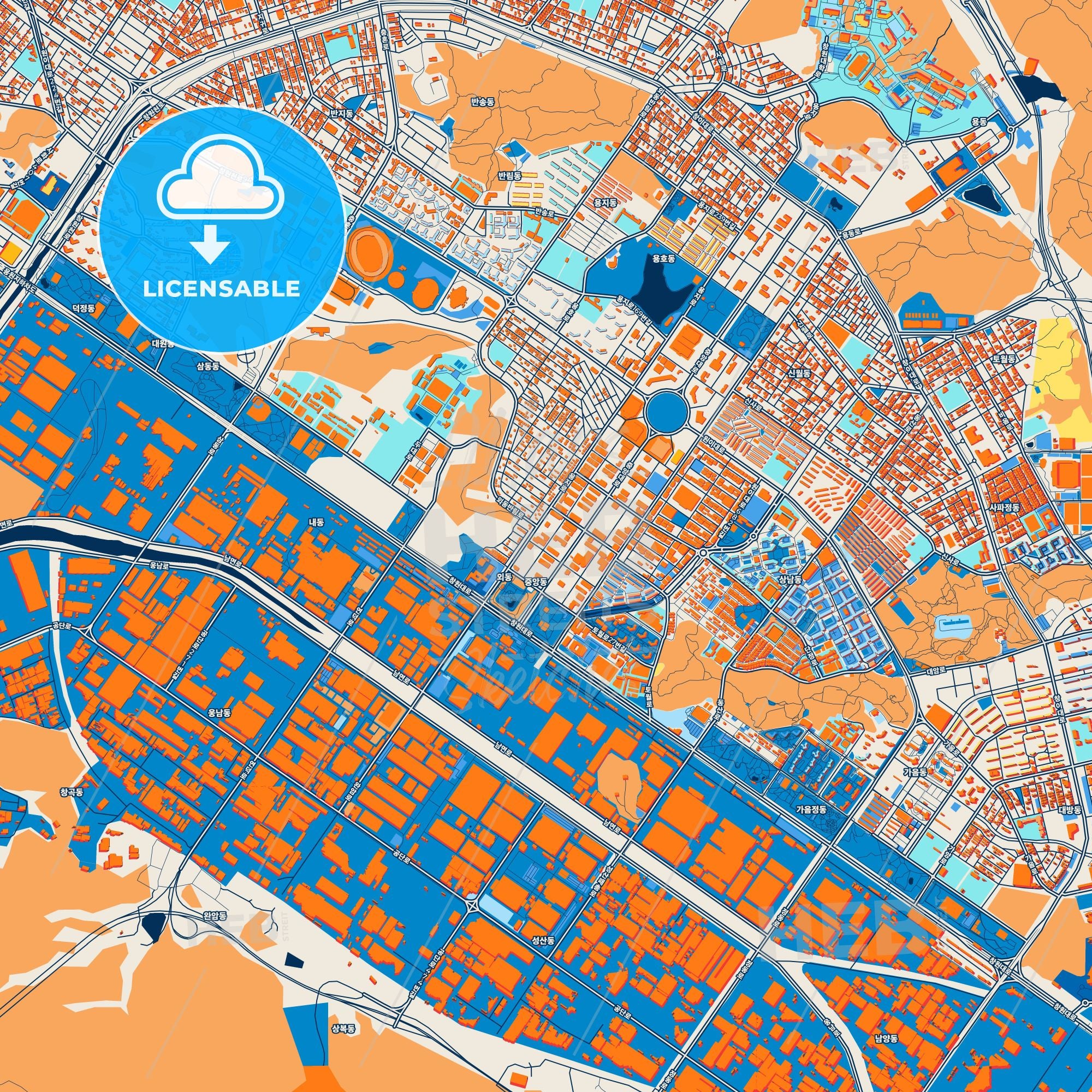 Colorful Changwon Street Map - Digital Download – HEBSTREITS