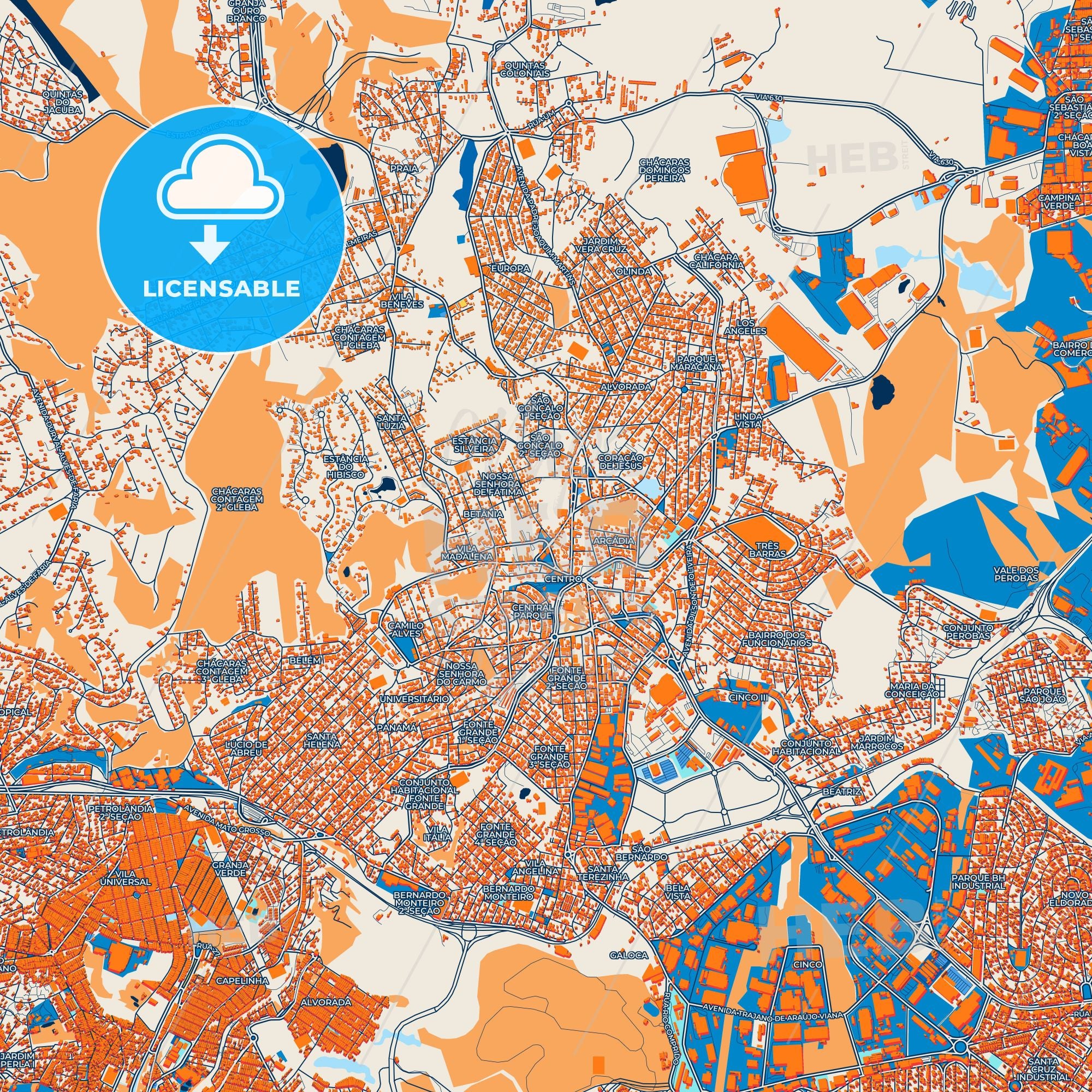 Colorful Contagem Street Map - Digital Download – HEBSTREITS