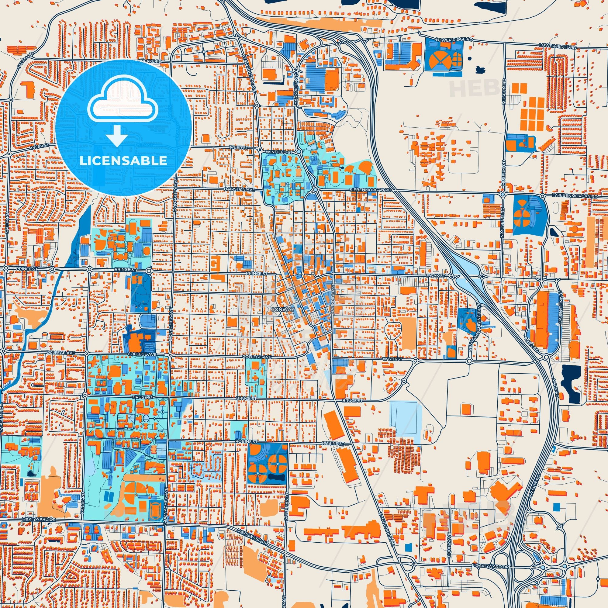 Colorful Conway Street Map - Digital Download – HEBSTREITS