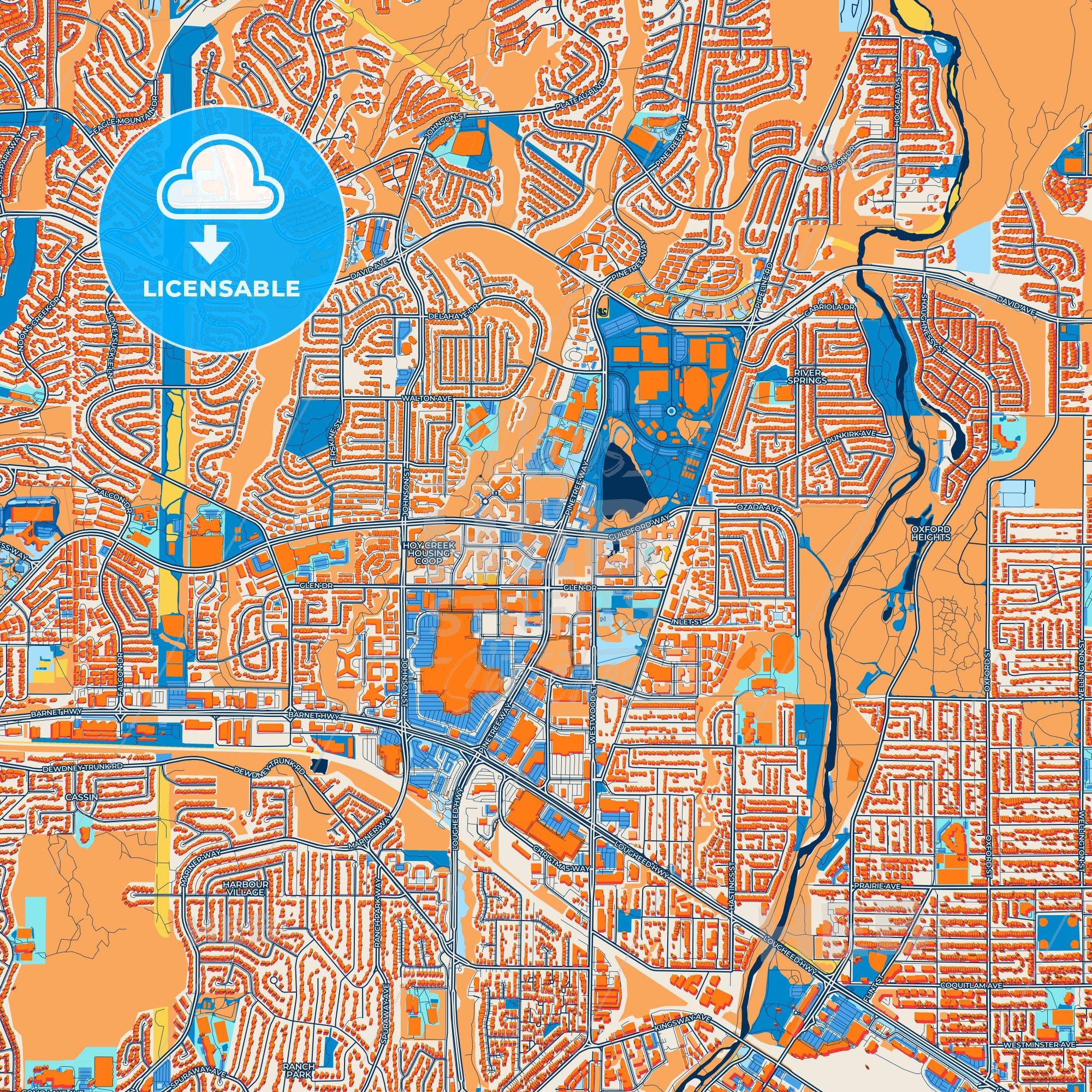 Colorful Coquitlam Street Map - Digital Download – HEBSTREITS