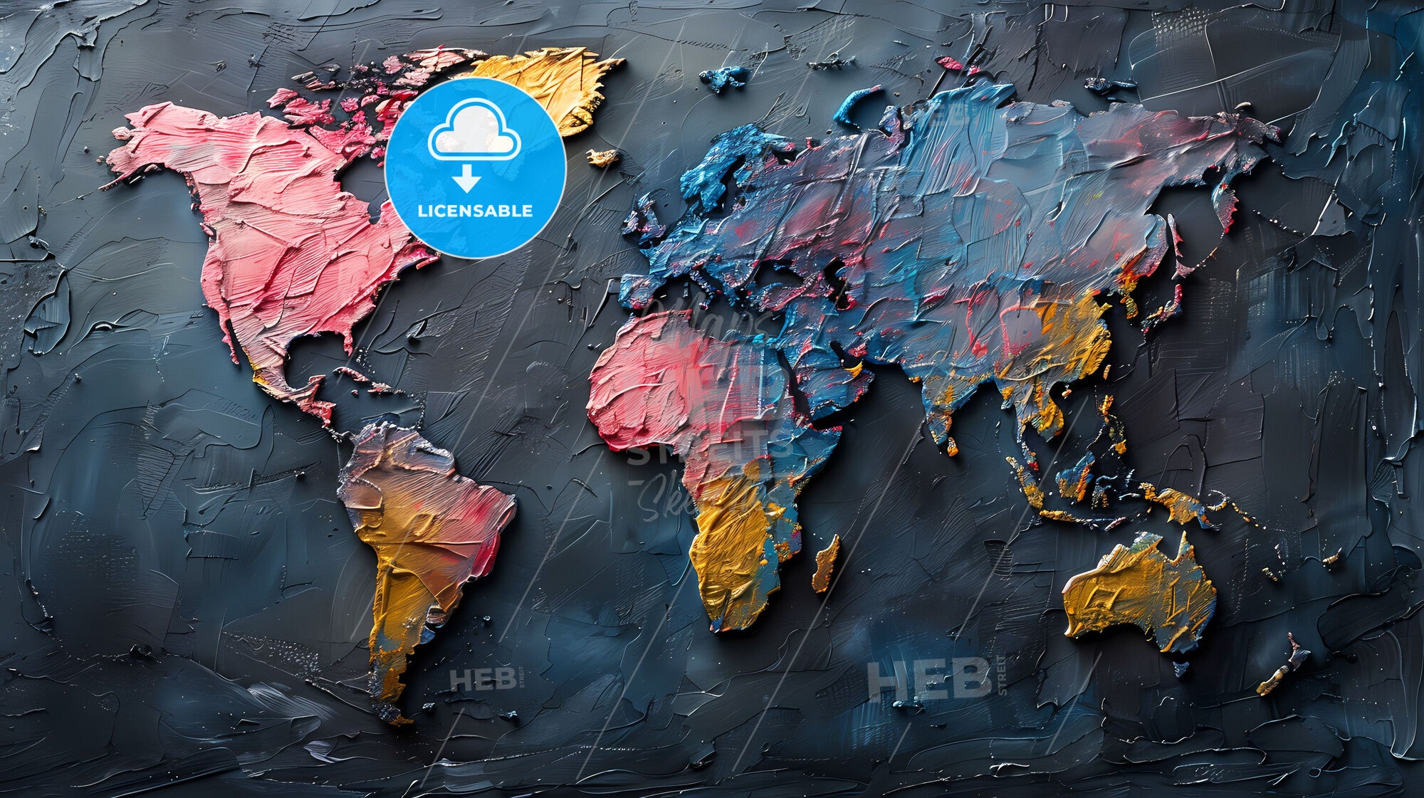 Creative Painted World Map Gray Background Art Abstract – HEBSTREITS