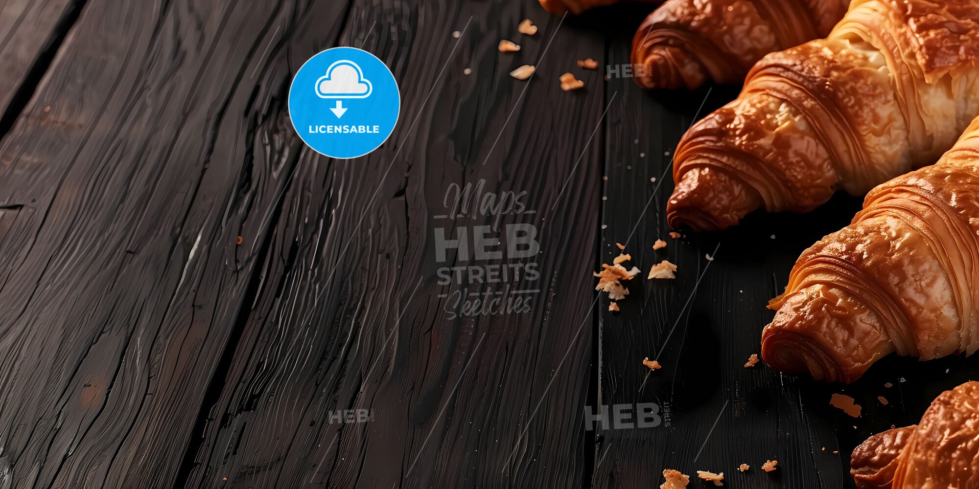 Vibrant Croissants Artwork, Black Table Background, Modern Painting ...