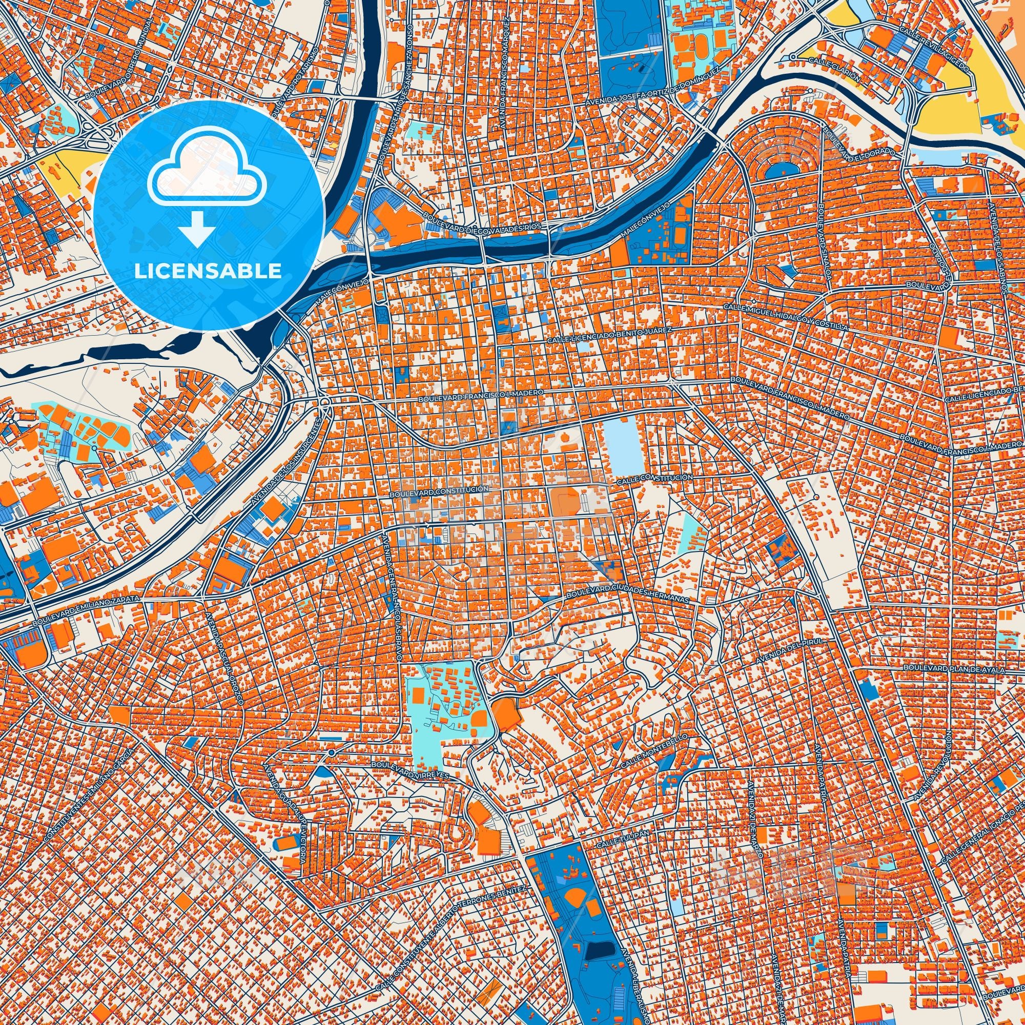 Colorful Culiacán Street Map - Digital Download – HEBSTREITS