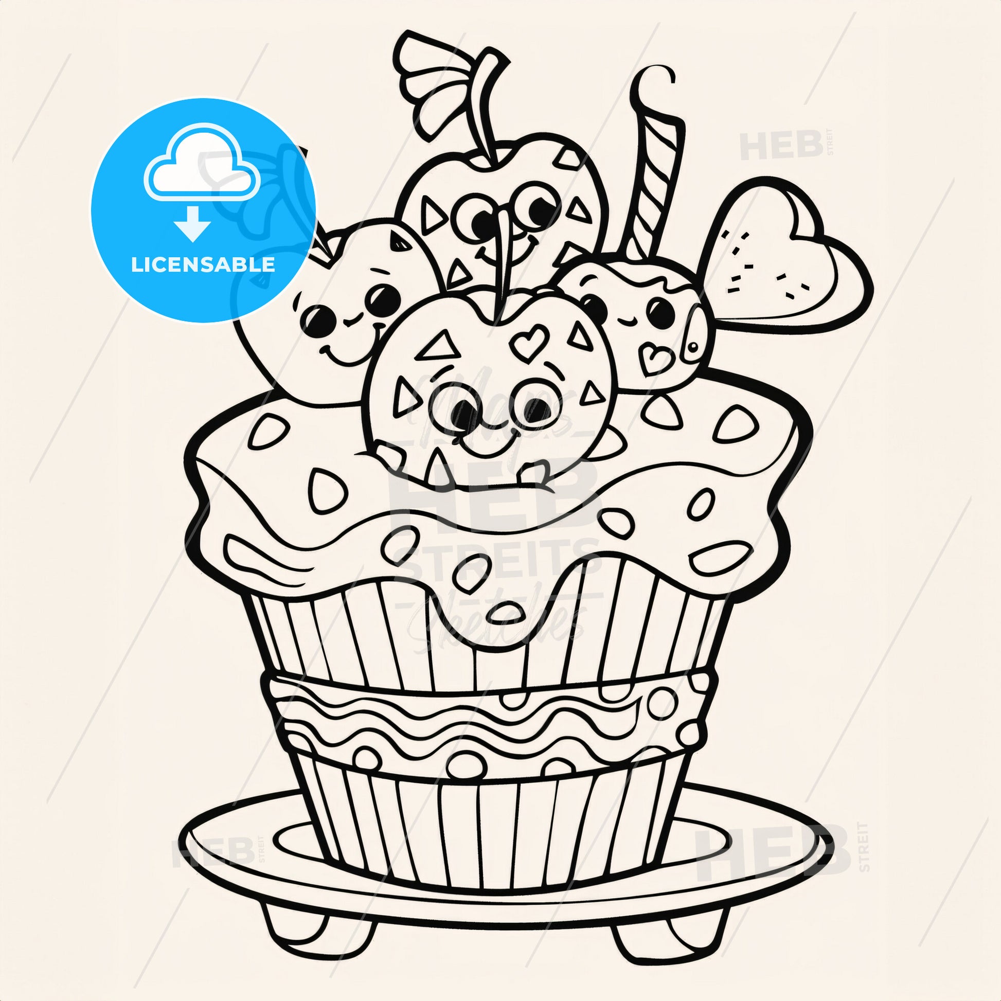 cupcake coloring pages simple