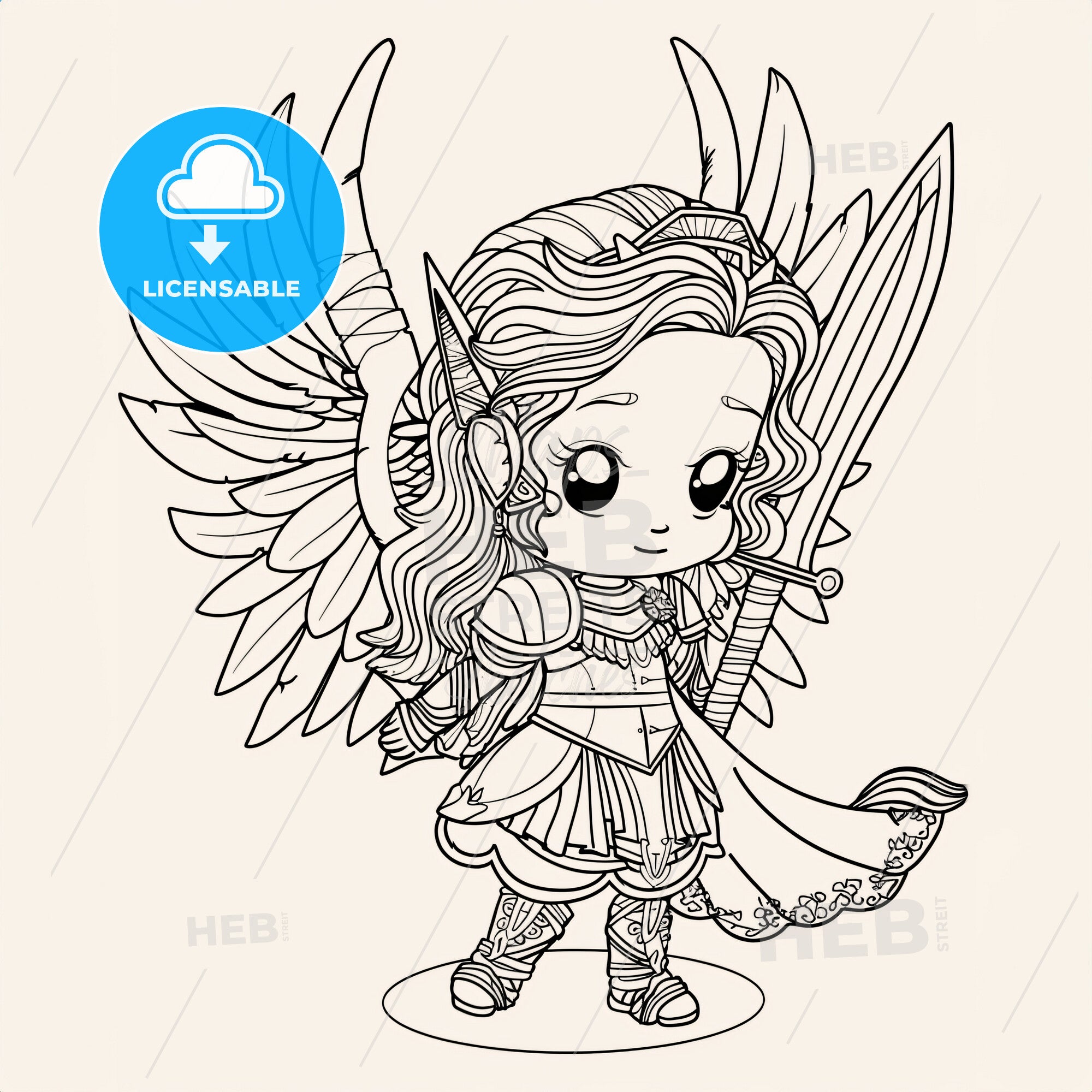 Cute Valkyrie - A Cartoon Of A Girl With Wings And A Sword – HEBSTREITS