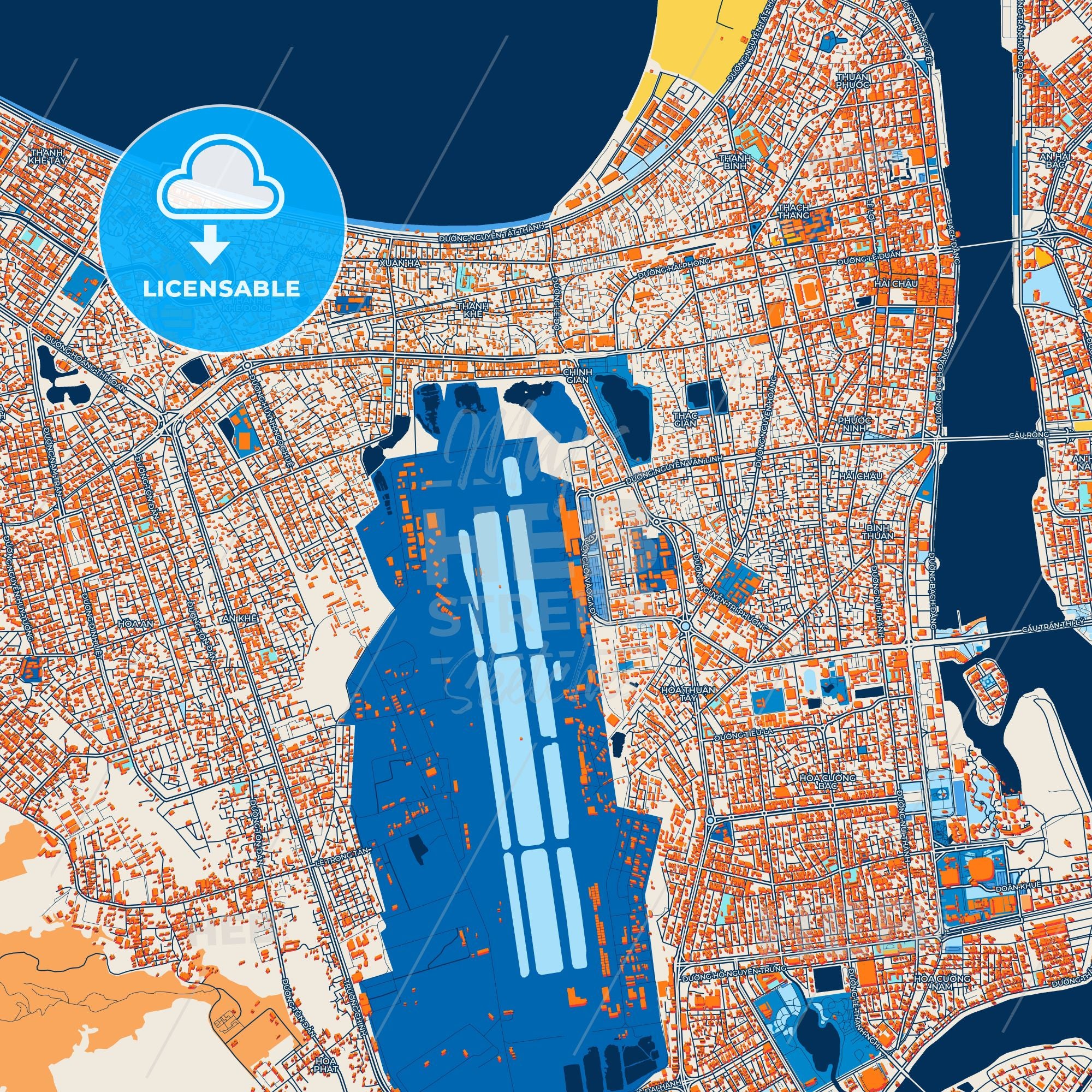 Colorful Da Nang Street Map With Labels And Buildings – HEBSTREITS