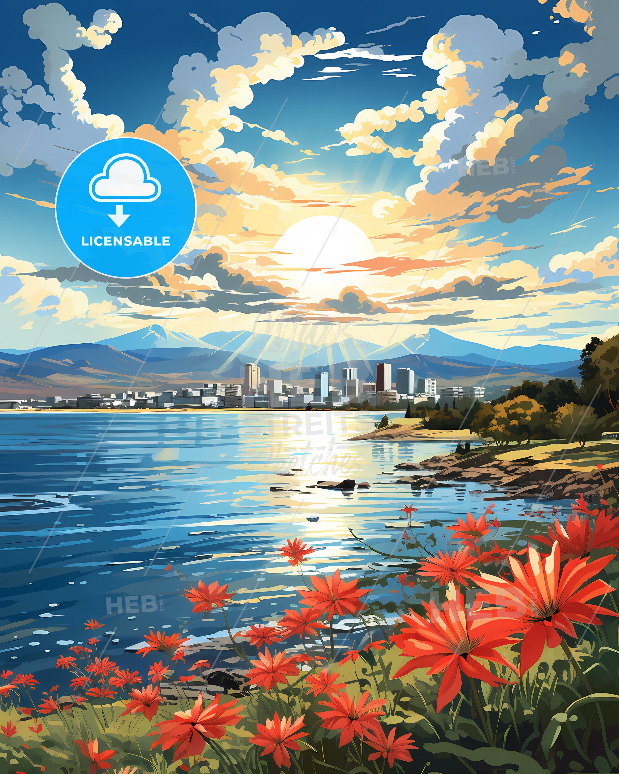 Captivating City Skyline Painting: Vibrant Davao City By The Water ...