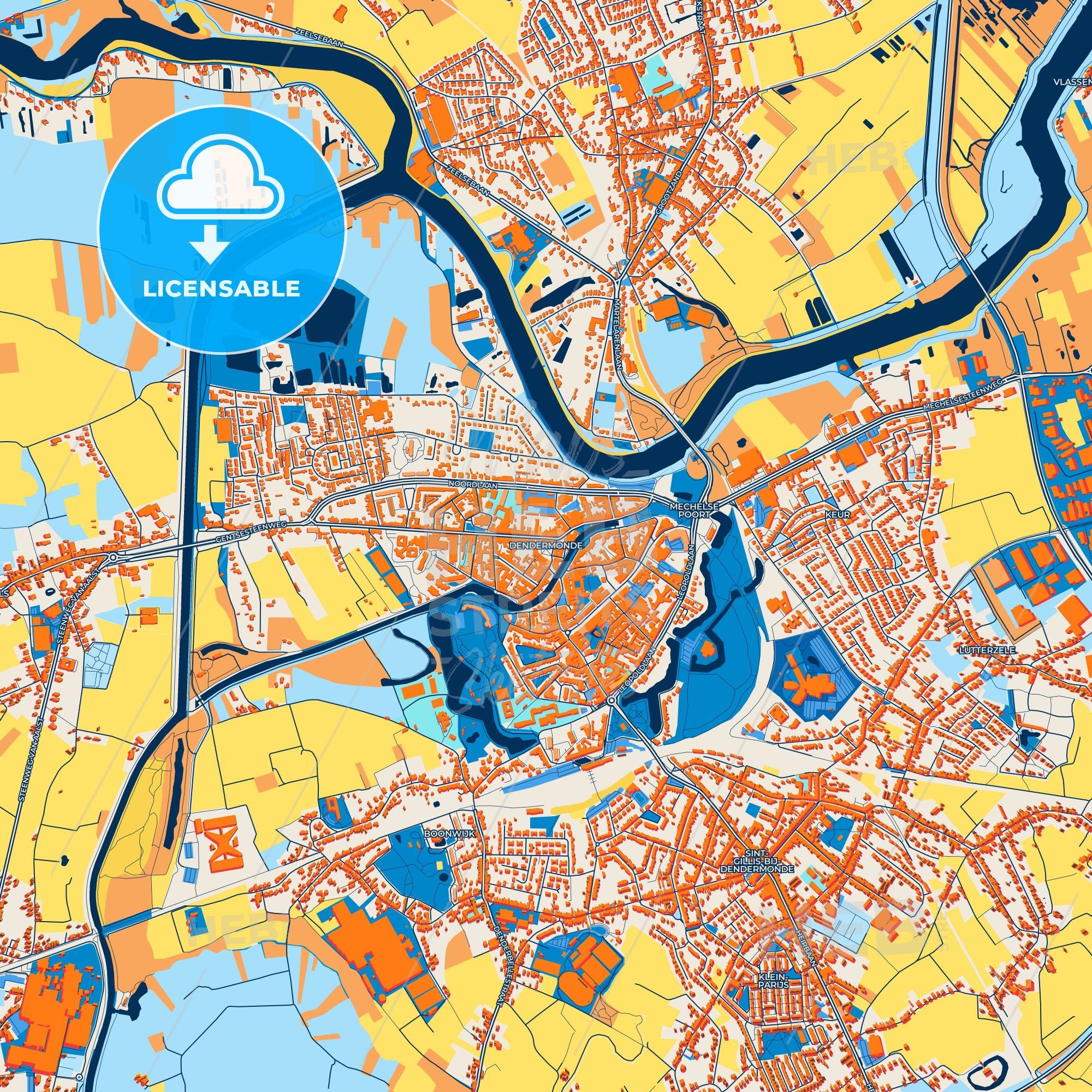 Colorful Dendermonde Street Map - Digital Download – HEBSTREITS