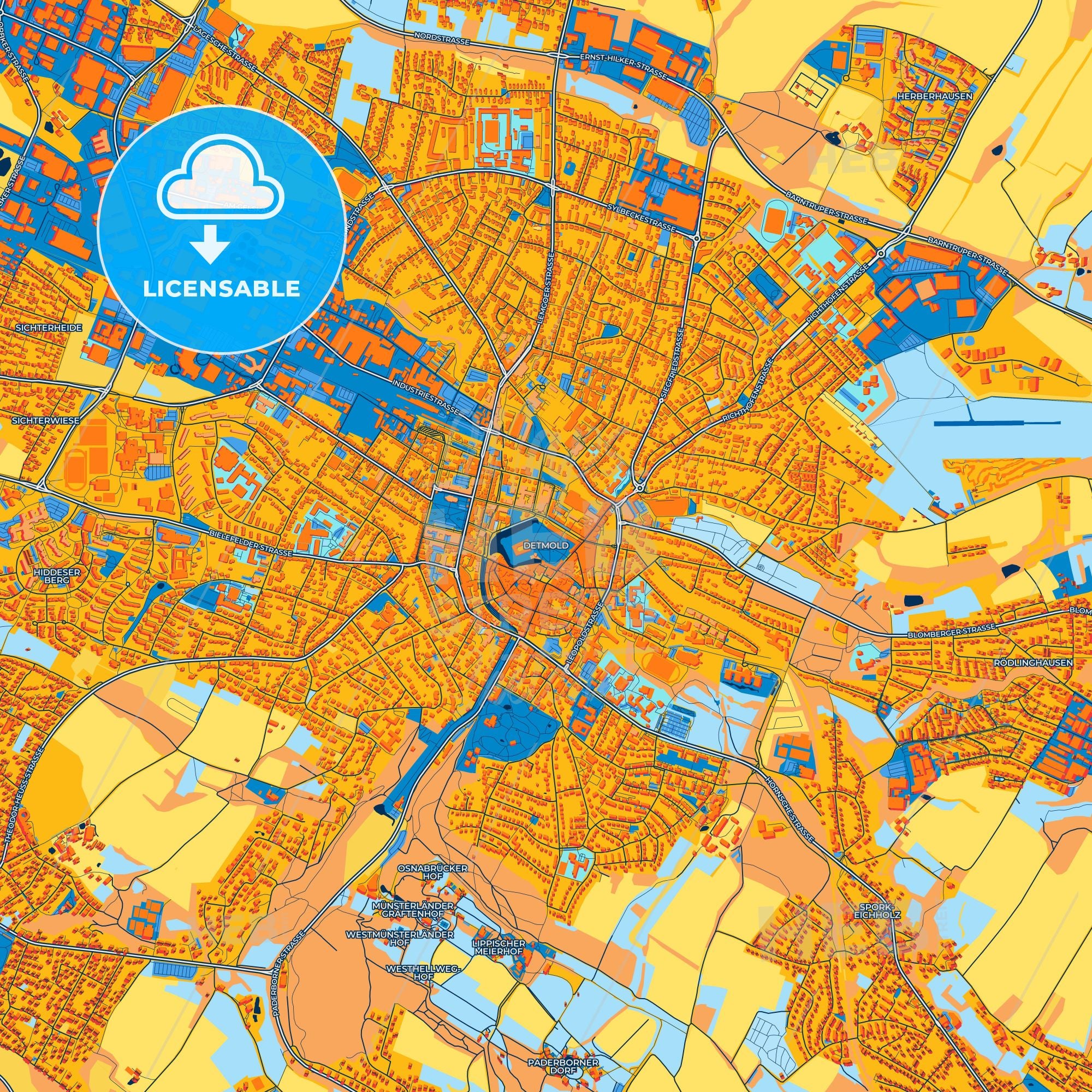Colorful Detmold Street Map - Digital Download – HEBSTREITS
