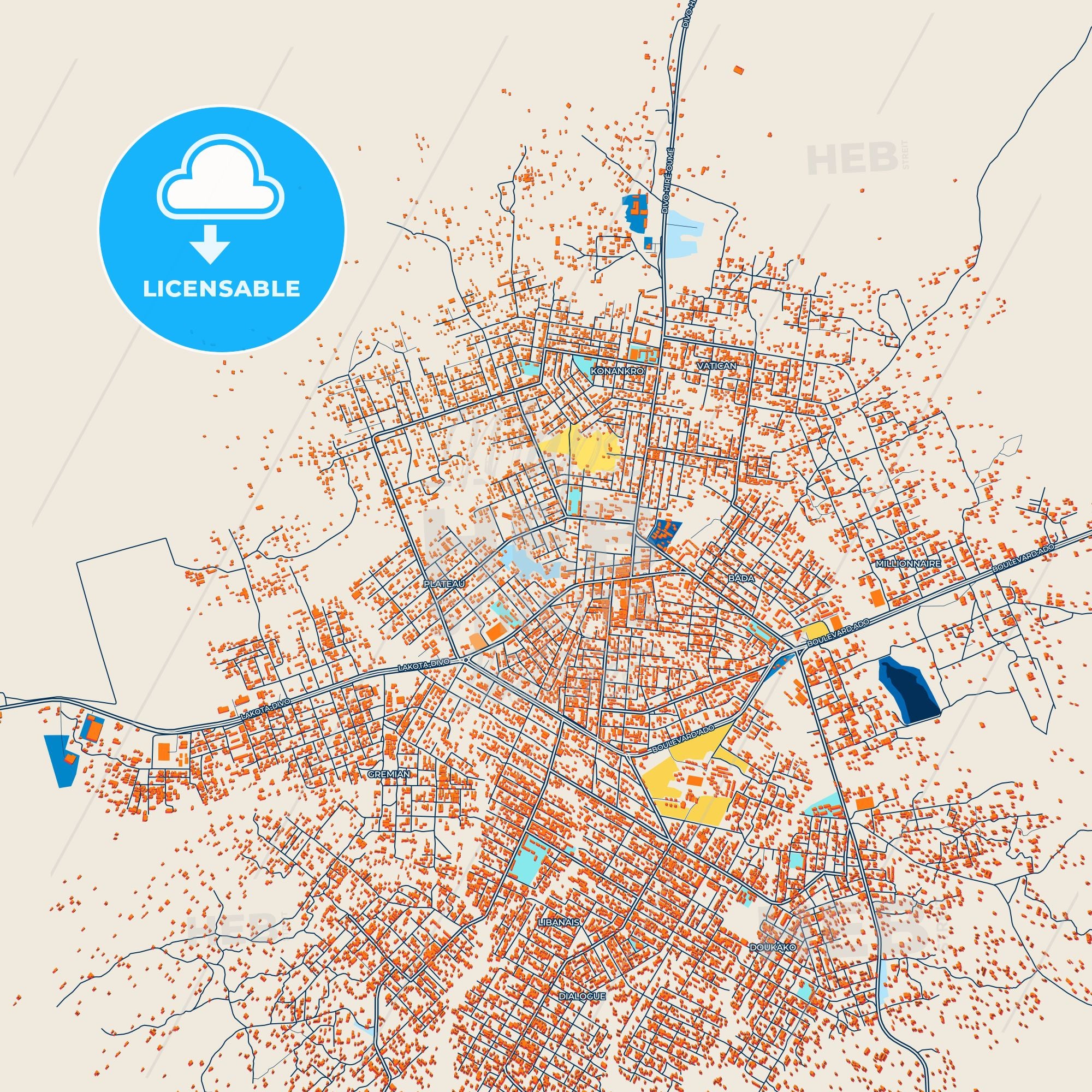 Colorful Divo Street Map With Labels And Buildings – HEBSTREITS