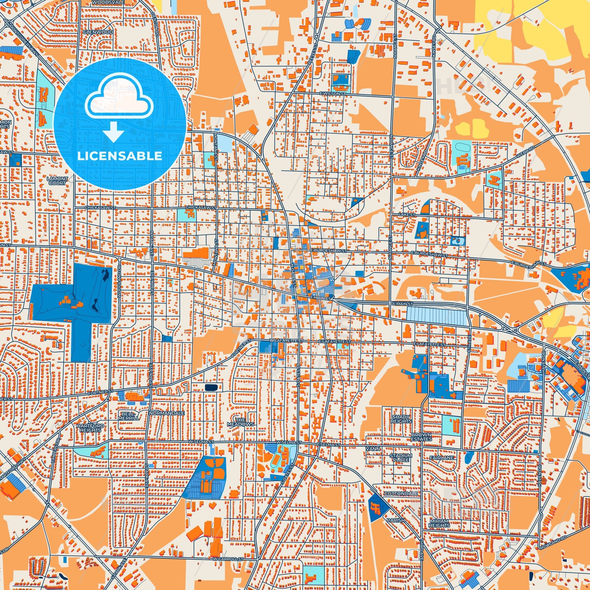 Colorful Dothan Street Map With Labels And Buildings – HEBSTREITS