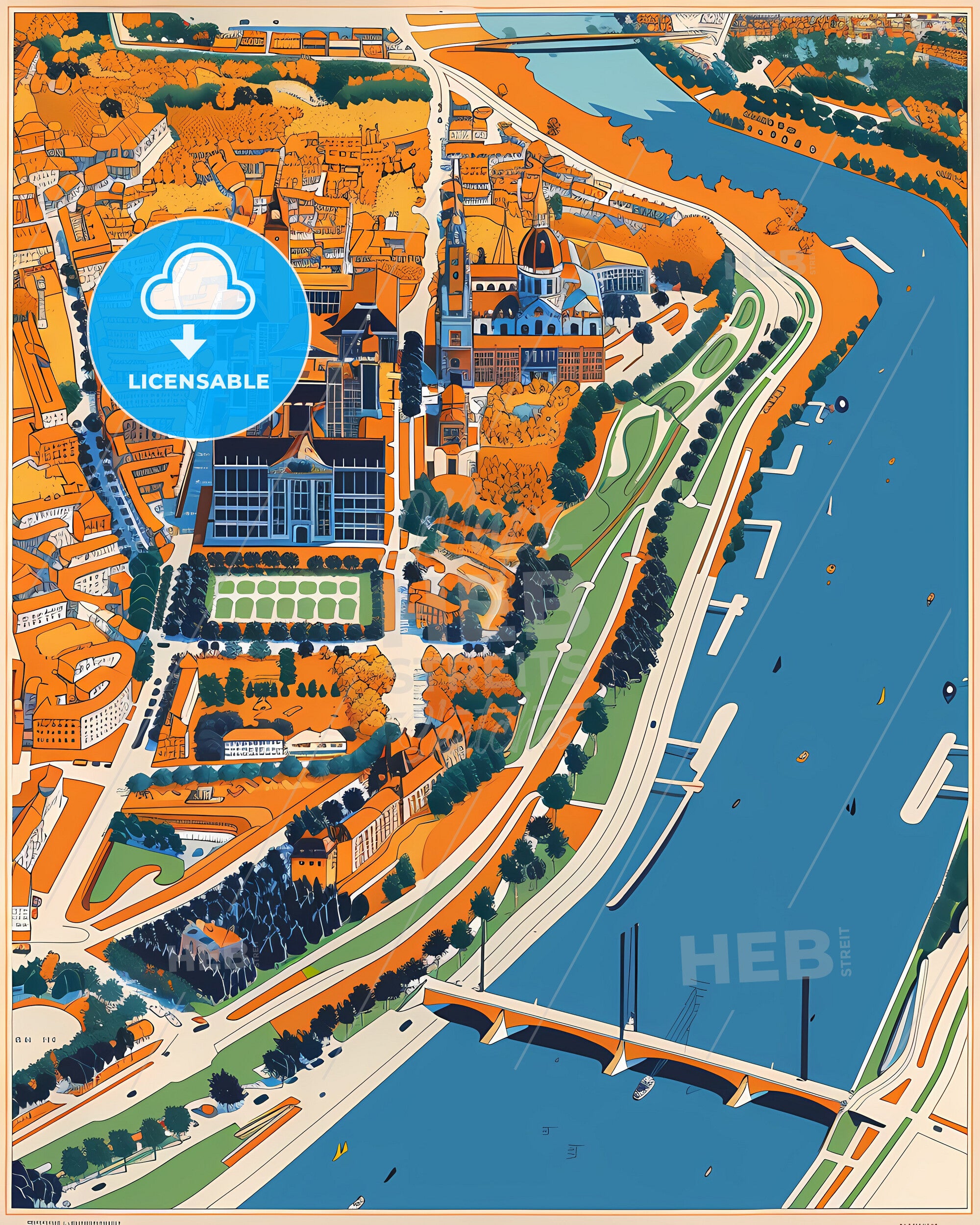 City Map - Artistic Urban Artwork - HEBSTREITS Stock Image