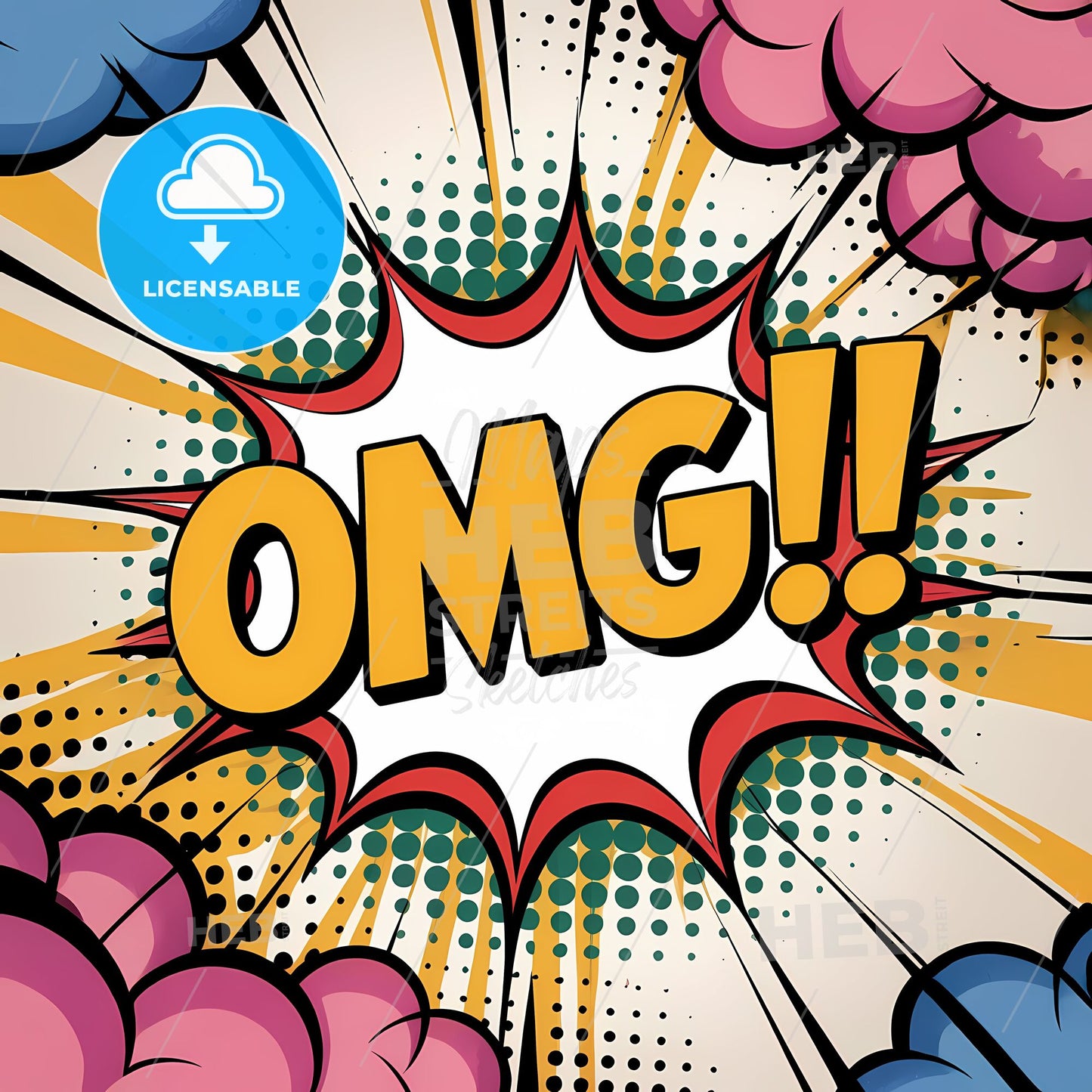 Dynamic 'OMG!!' Comic Explosion: Retro Style Speech Bubble Art – HEBSTREITS