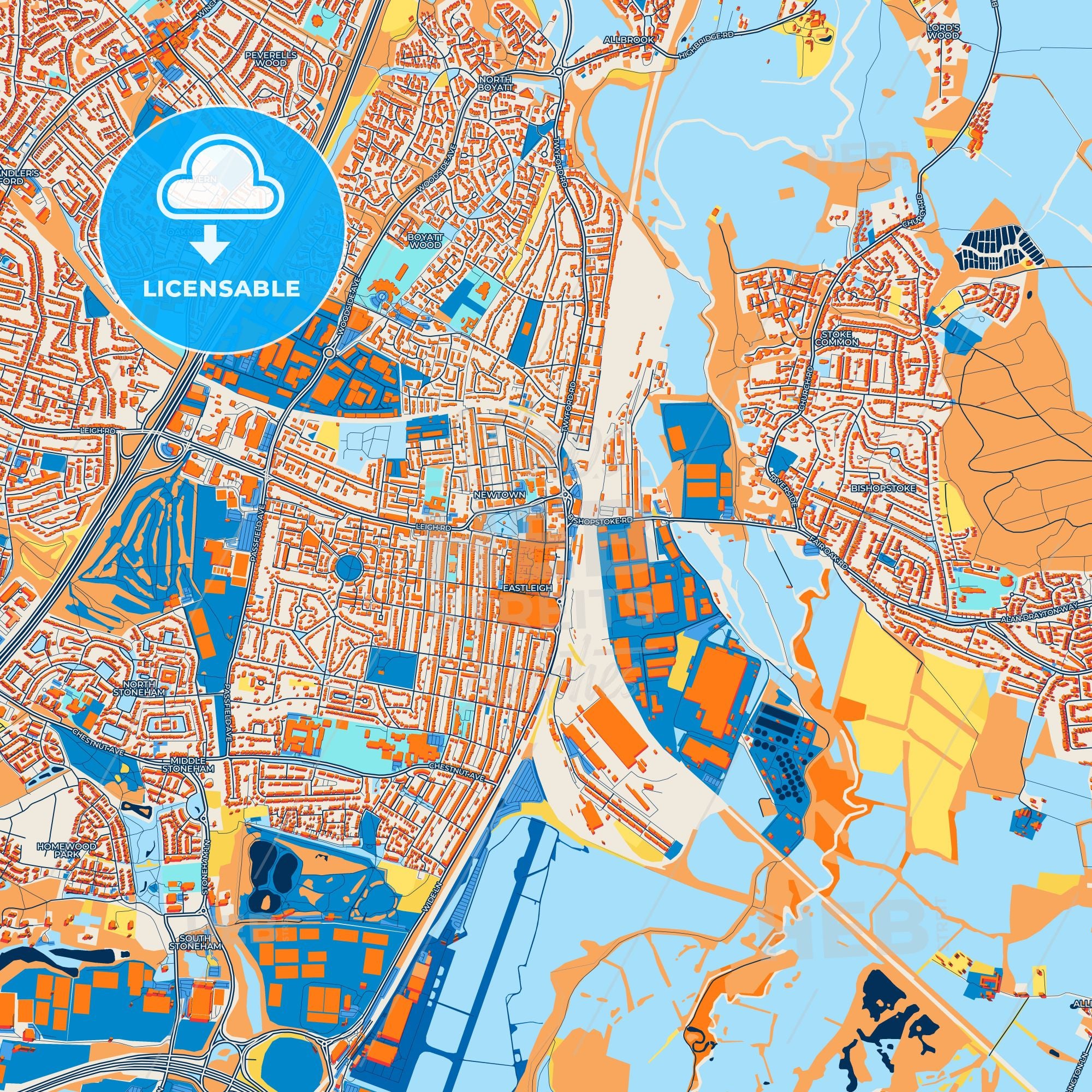 Colorful Eastleigh Street Map - Digital Download – HEBSTREITS