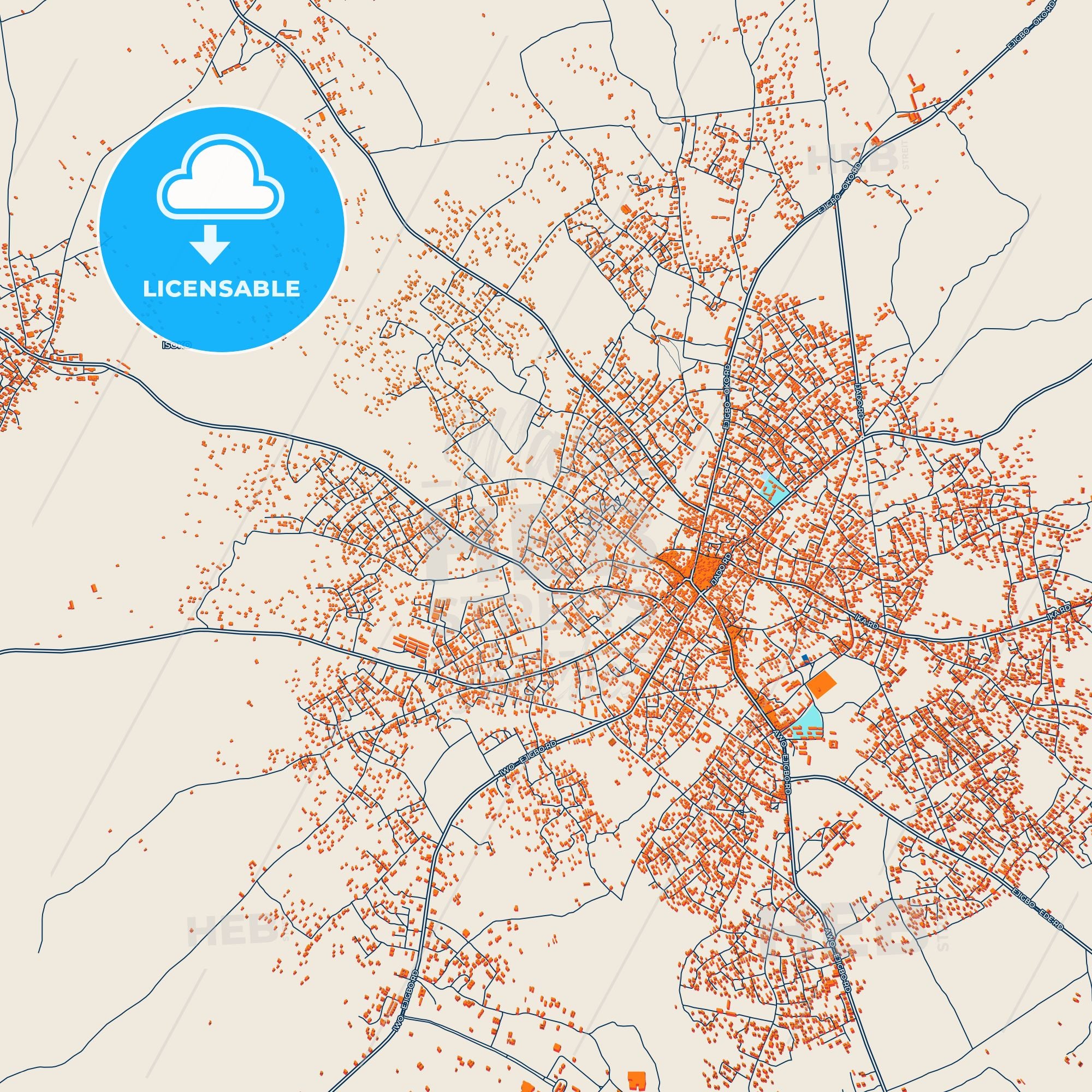 Colorful Ejigbo Street Map With Labels And Buildings – HEBSTREITS