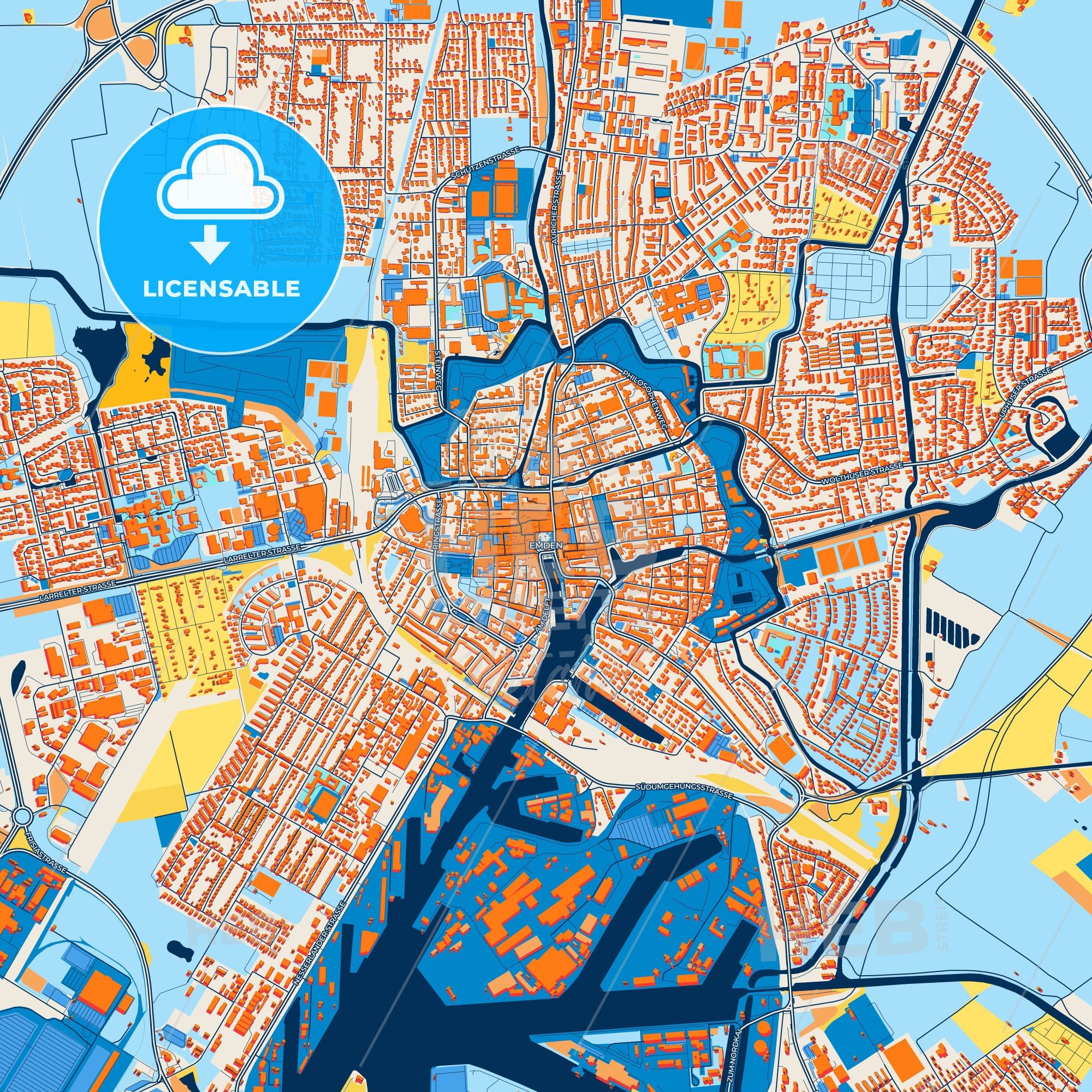 Colorful Emden Street Map - Digital Download – HEBSTREITS