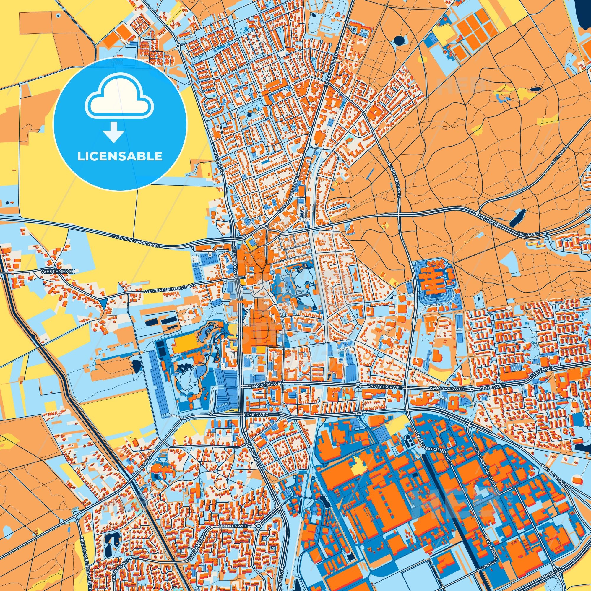 Colorful Emmen Street Map - Digital Download – HEBSTREITS
