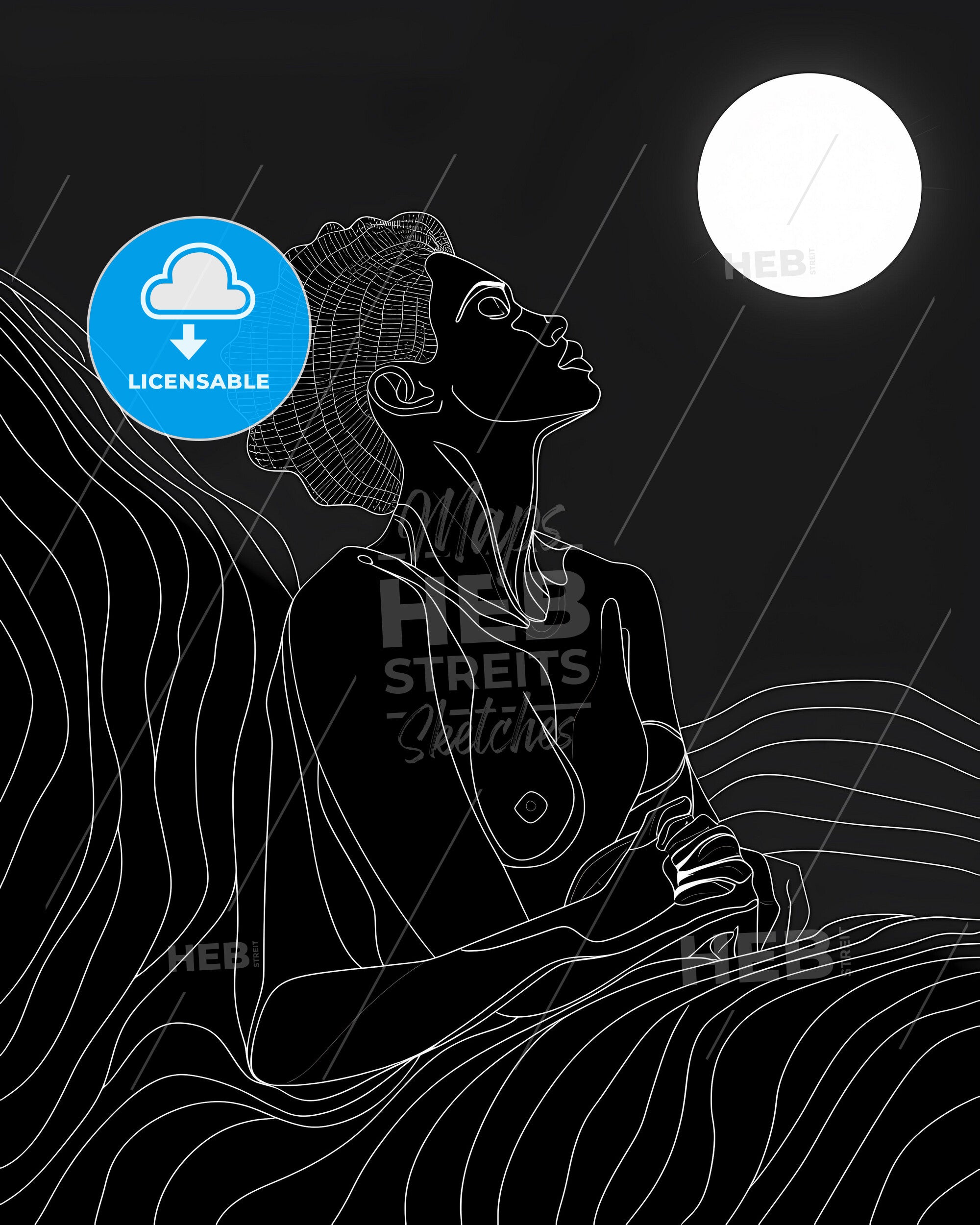 Minimalist Line Art: Bold Posing Woman Laying Sideways in Graceful ...