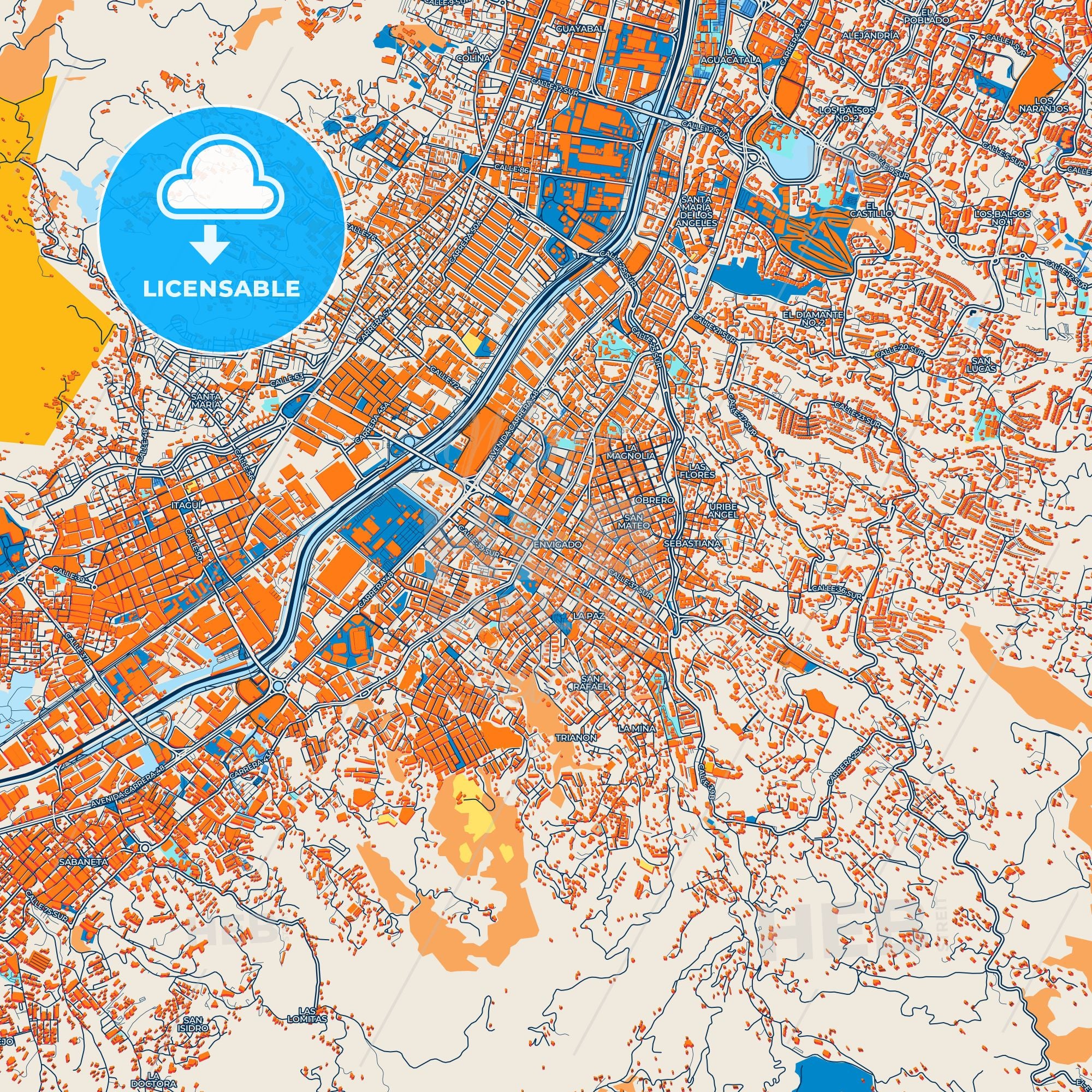 Colorful Envigado Street Map - Digital Download – HEBSTREITS