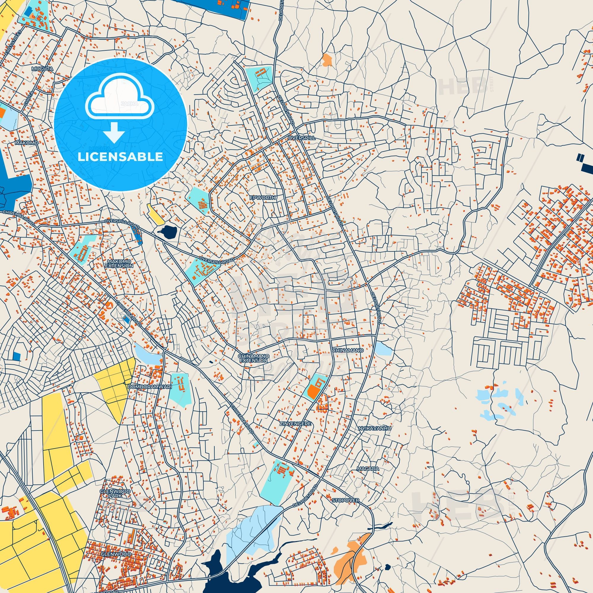 Colorful Epworth Street Map - Digital Download – HEBSTREITS