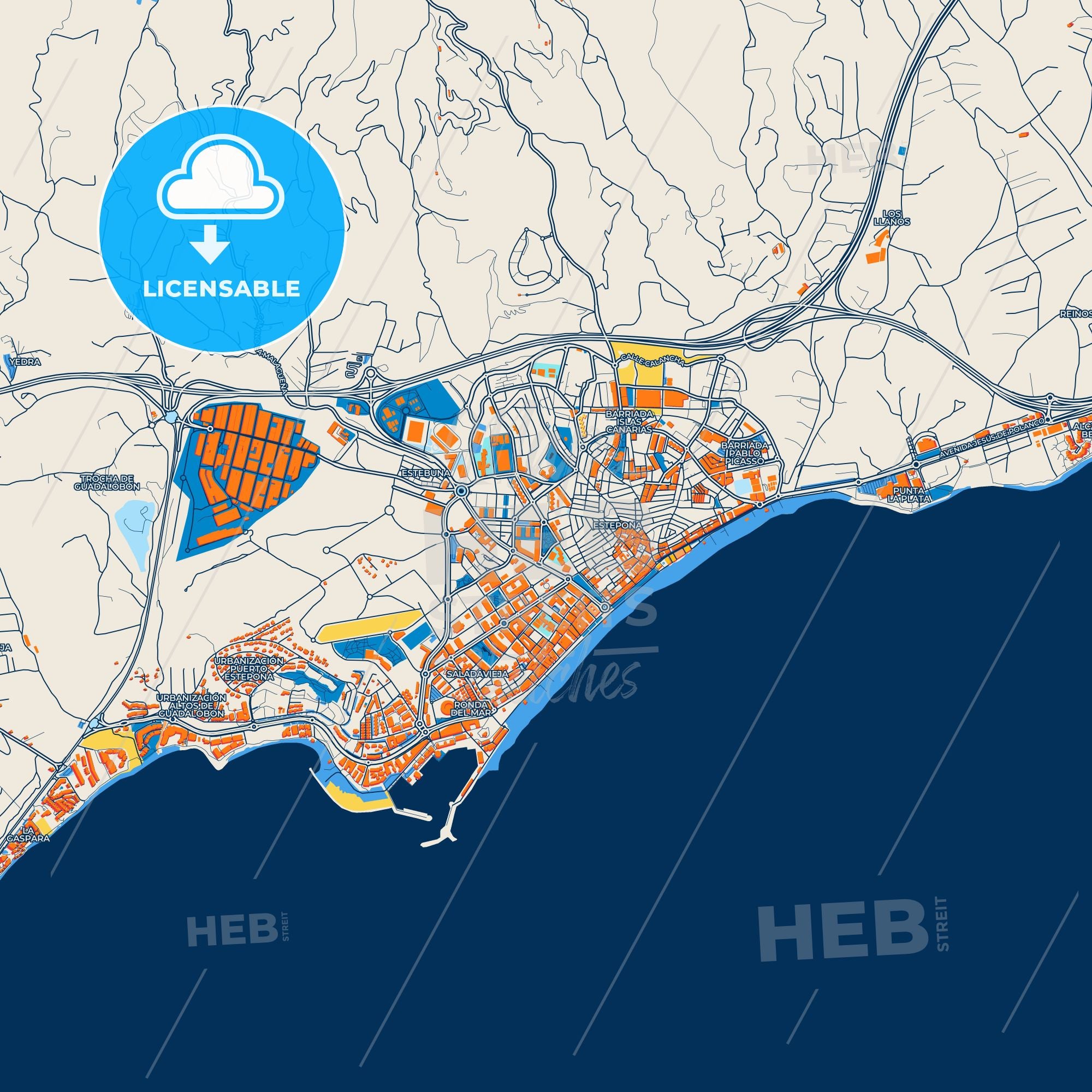 Colorful Estepona Street Map - Digital Download – HEBSTREITS
