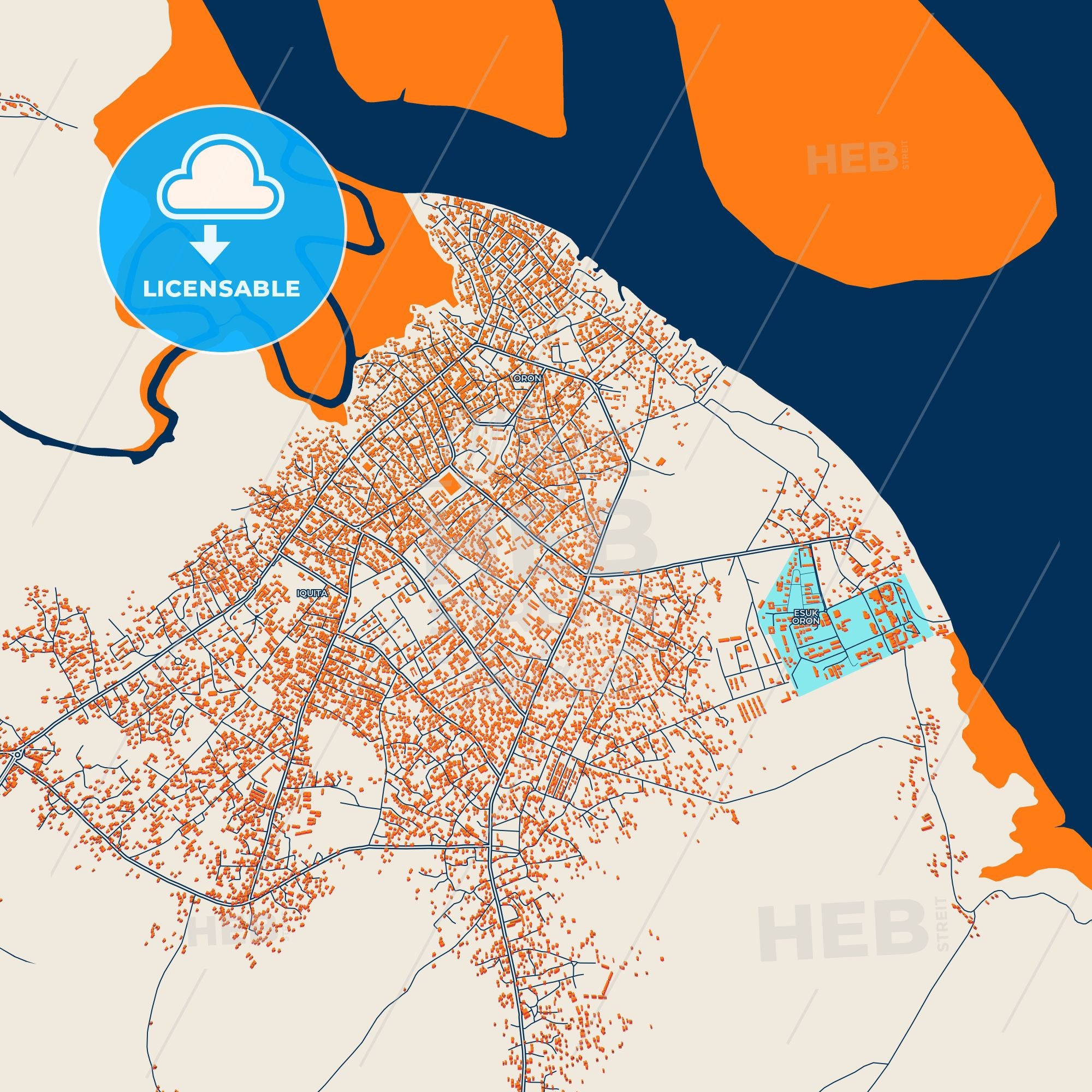 Colorful Esuk Oron Street Map - Digital Download – HEBSTREITS